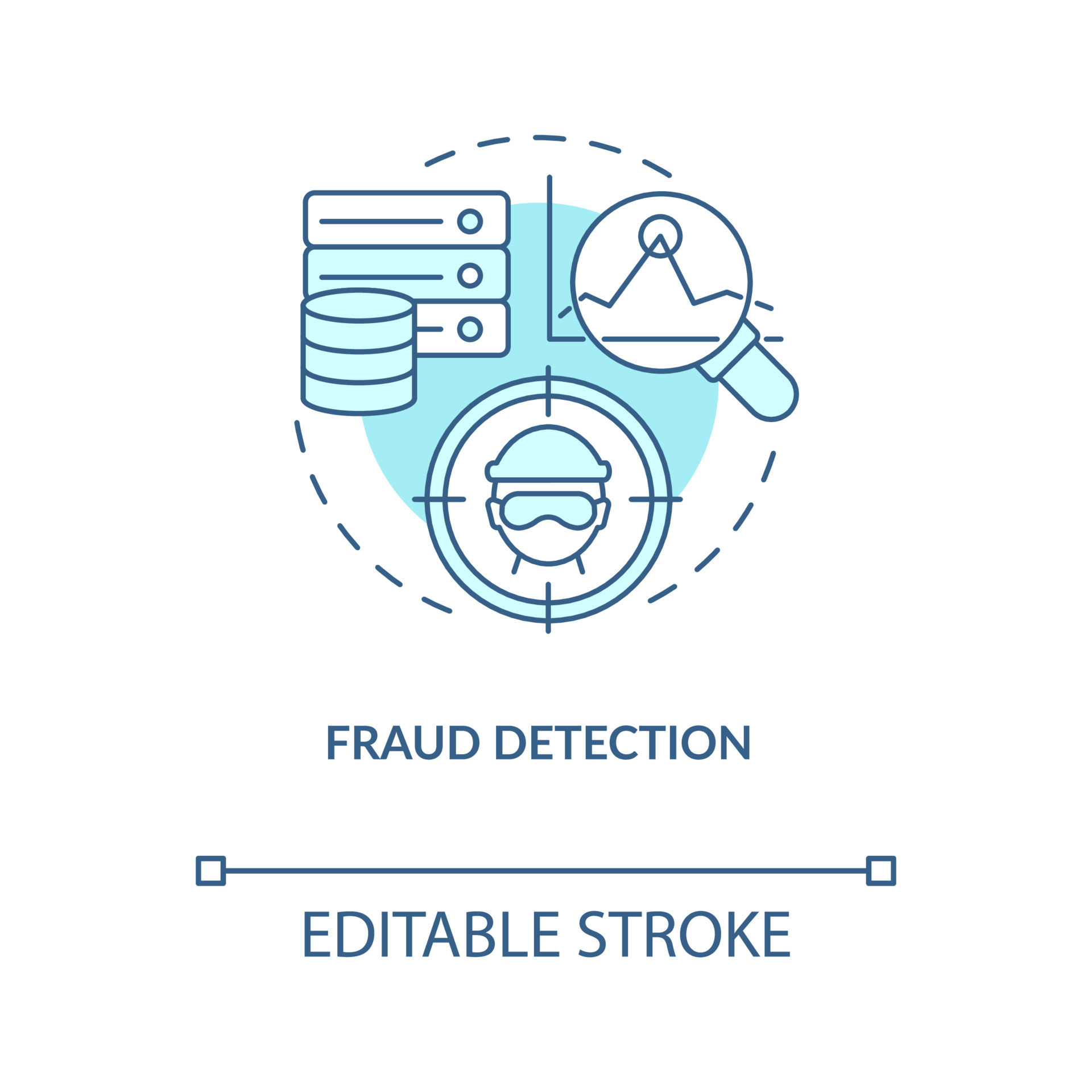 Fraud detection turquoise concept icon. AI and data science solution ... Fraud detection turquoise concept icon. AI and data science solution ...
