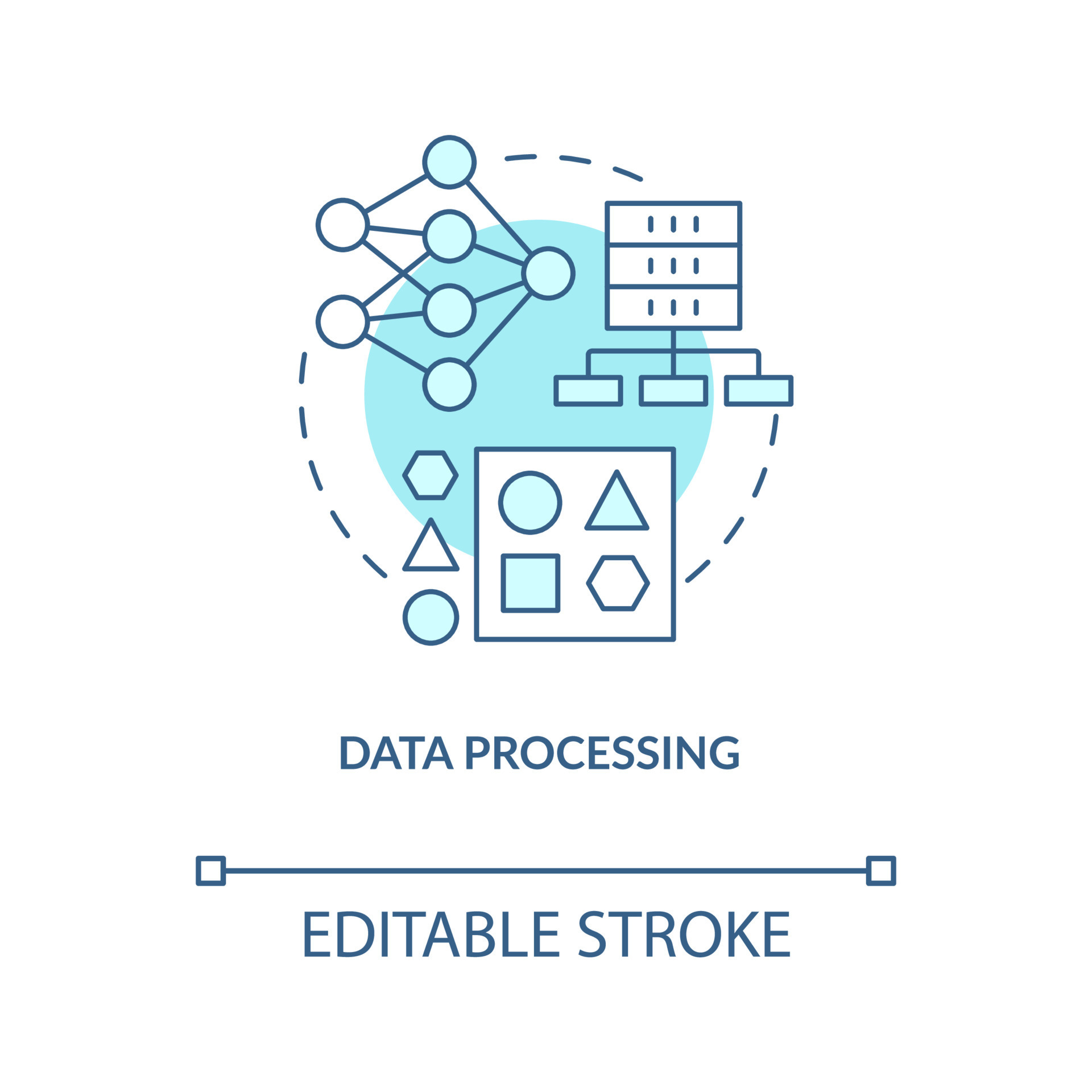 Data processing turquoise concept icon. Work with digital information ...