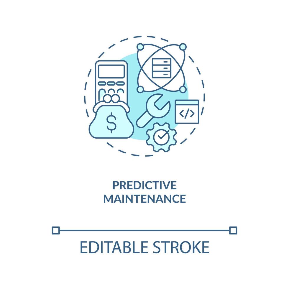 Predictive maintenance turquoise concept icon. AI and data science for ...