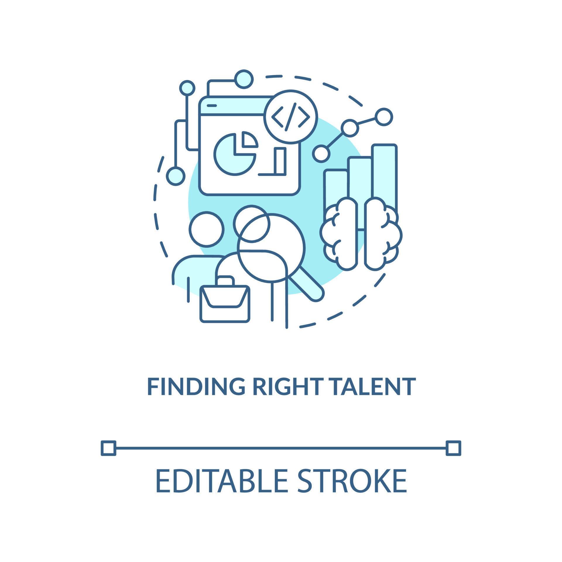 Finding right talent turquoise concept icon. Employees hiring. Data science challenge abstract ...