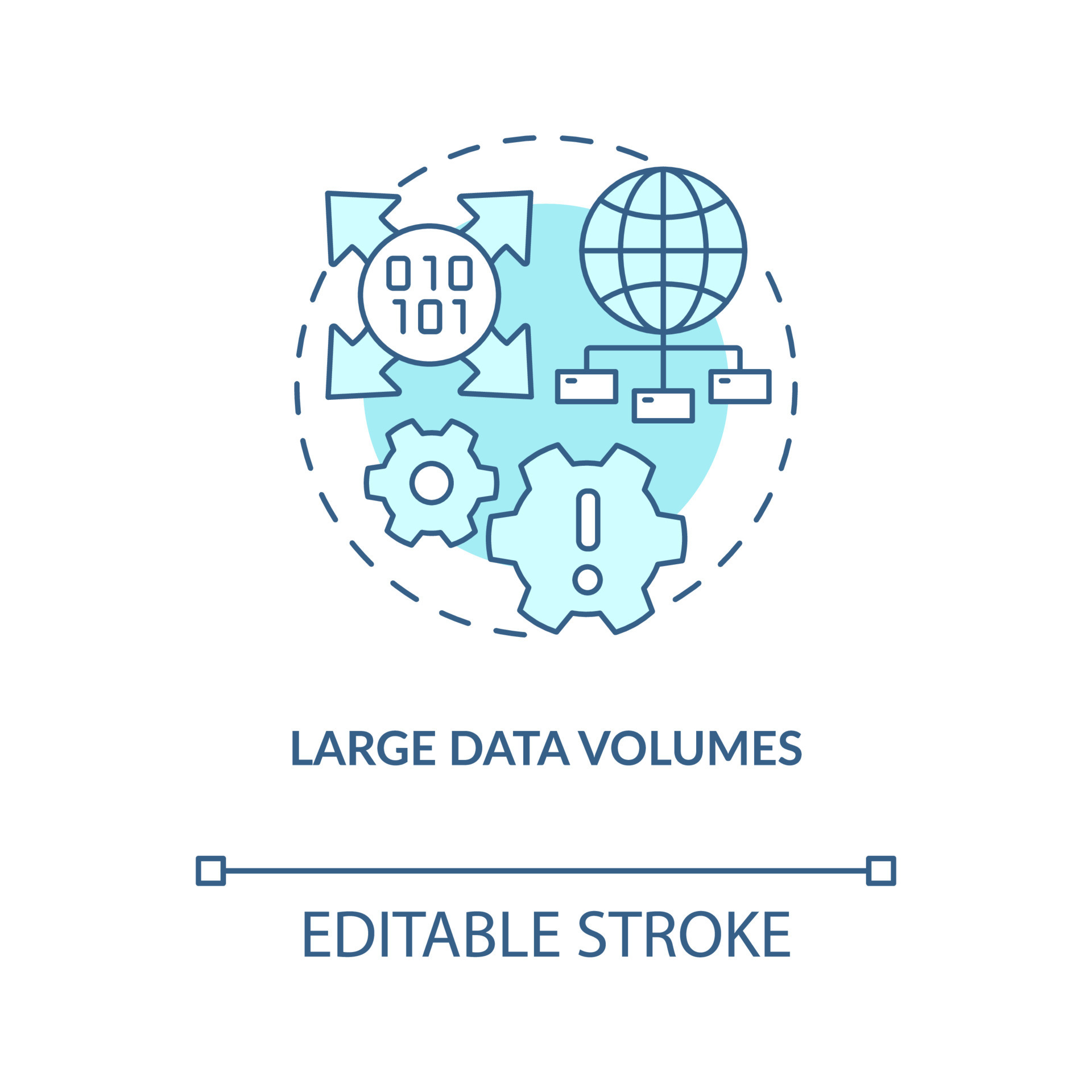 Large Data Volumes Turquoise Concept Icon Information Management Datalogy Challenge Abstract