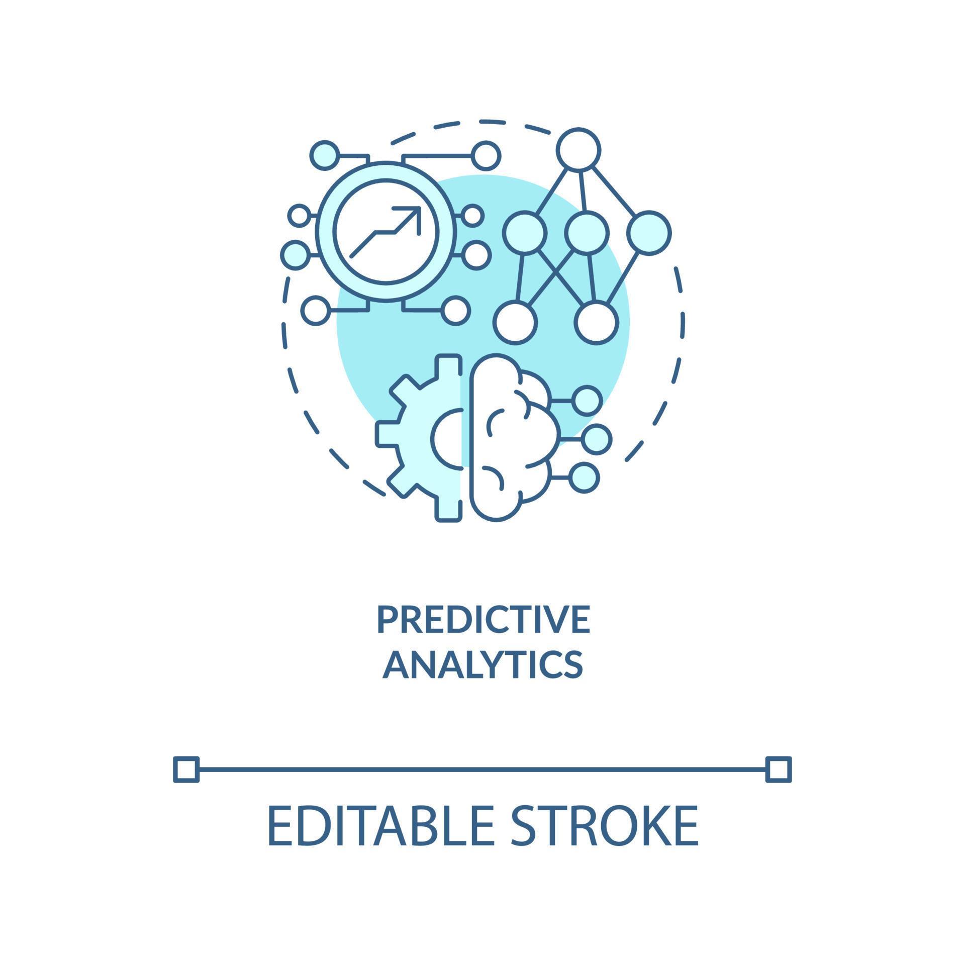 Predictive analytics turquoise concept icon. AI technology. Data ...