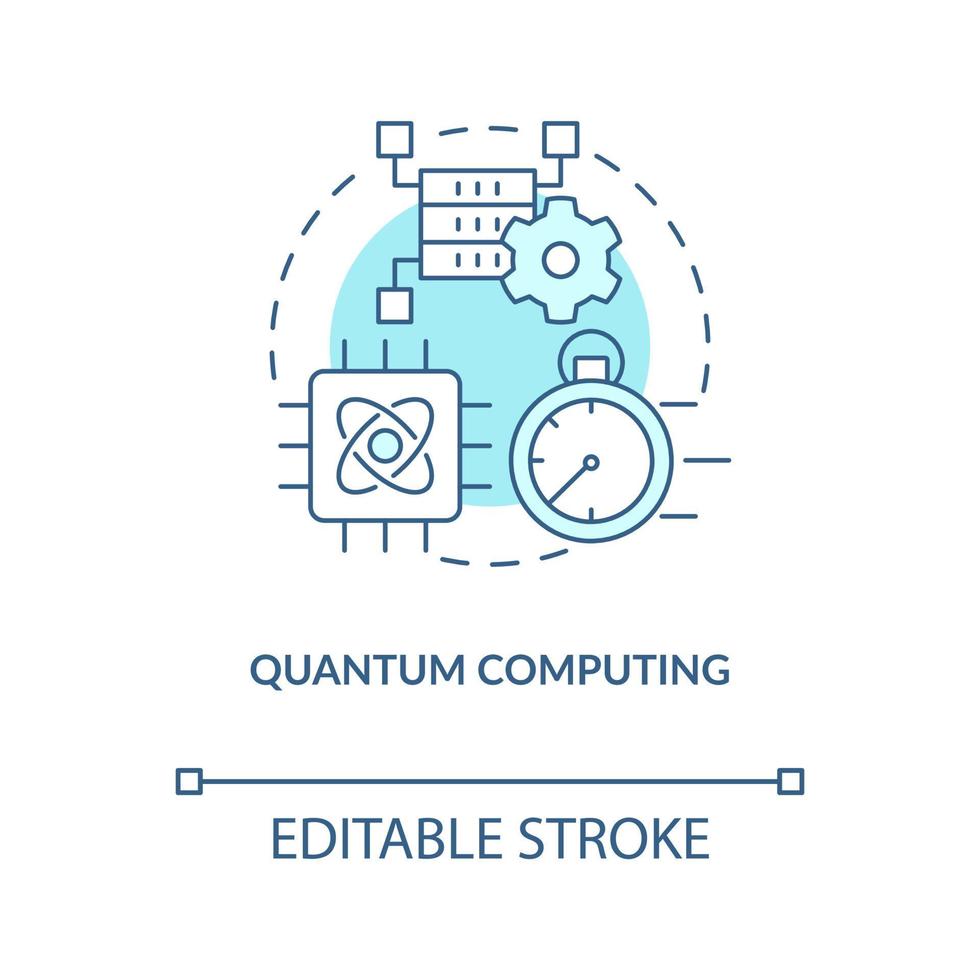 Quantum computing turquoise concept icon. Machine learning. Data ...