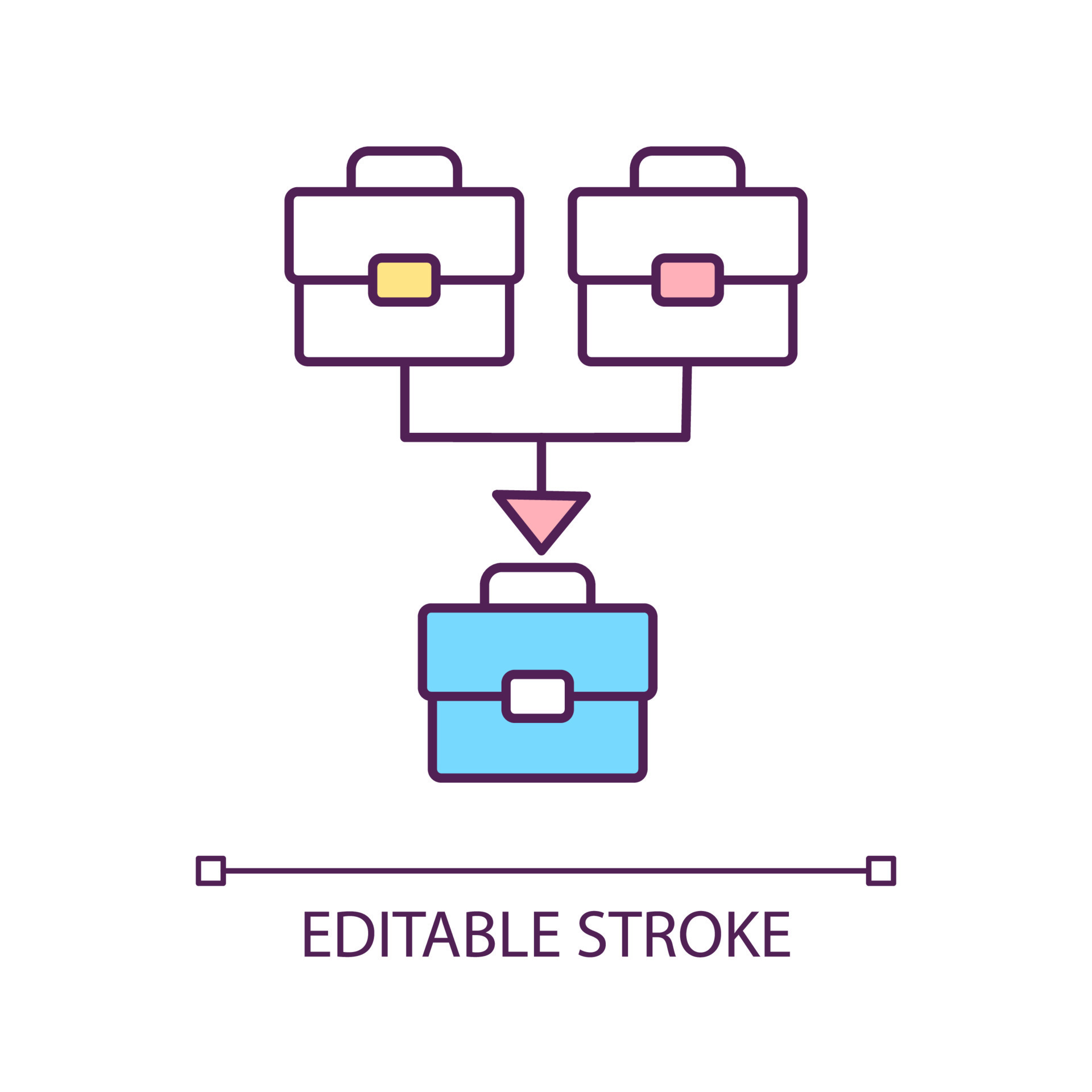 Horizontal merger RGB color icon. Combining two companies into ... Horizontal merger RGB color icon. Combining two companies into ...