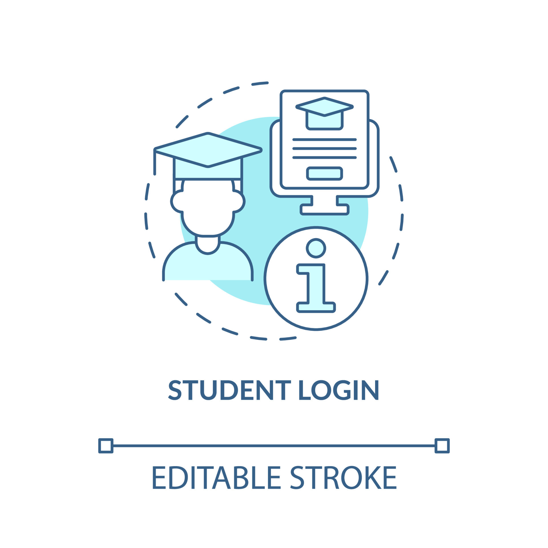 Student login blue concept icon. Materials to study. Learning ... Student login blue concept icon. Materials to study. Learning ...