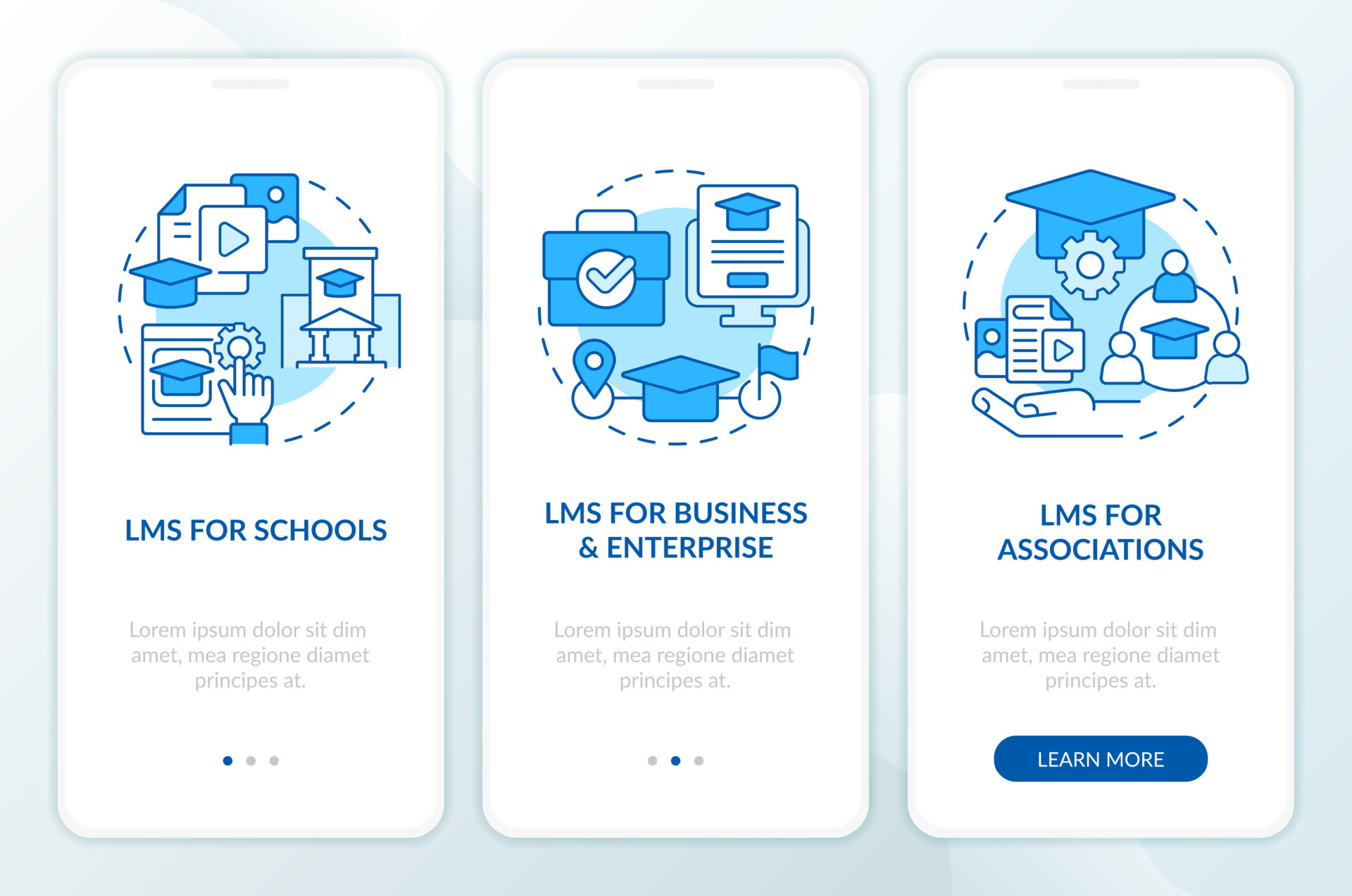 Learning Management System Deploy Blue Onboarding Mobile App Screen