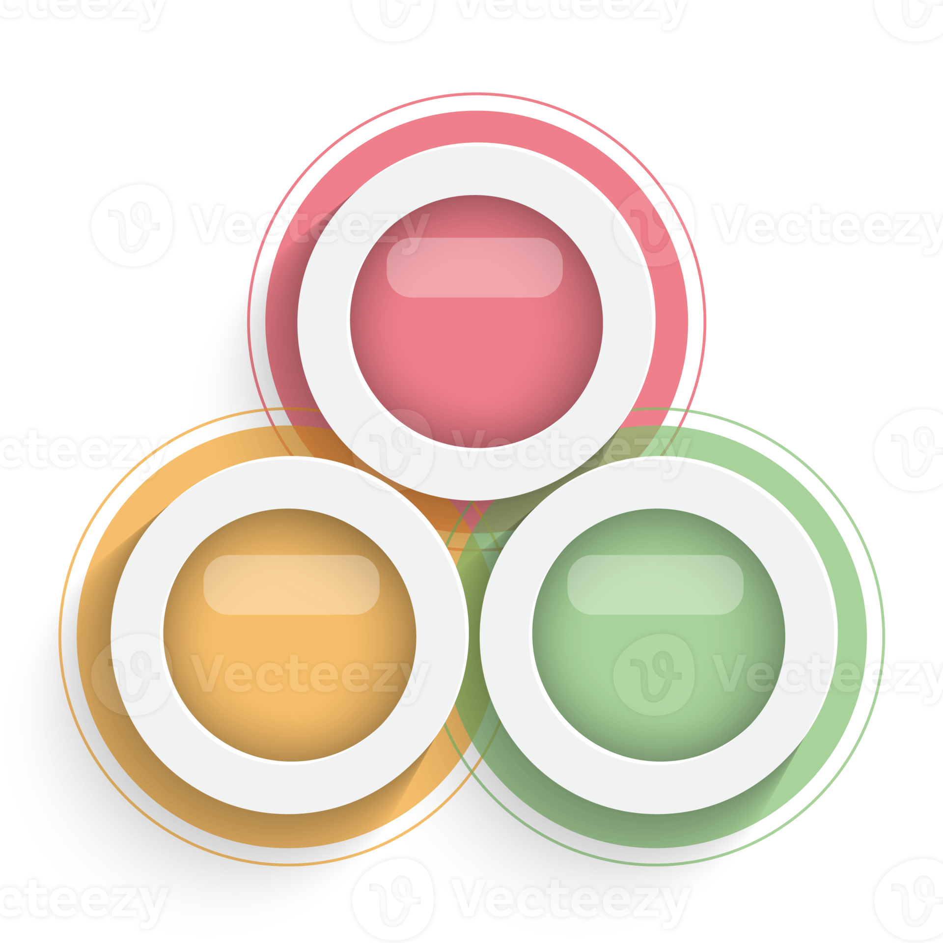 Three Colorful Translucent Overlapping Circles With Thin Line Pictograms Inside And Text Boxes