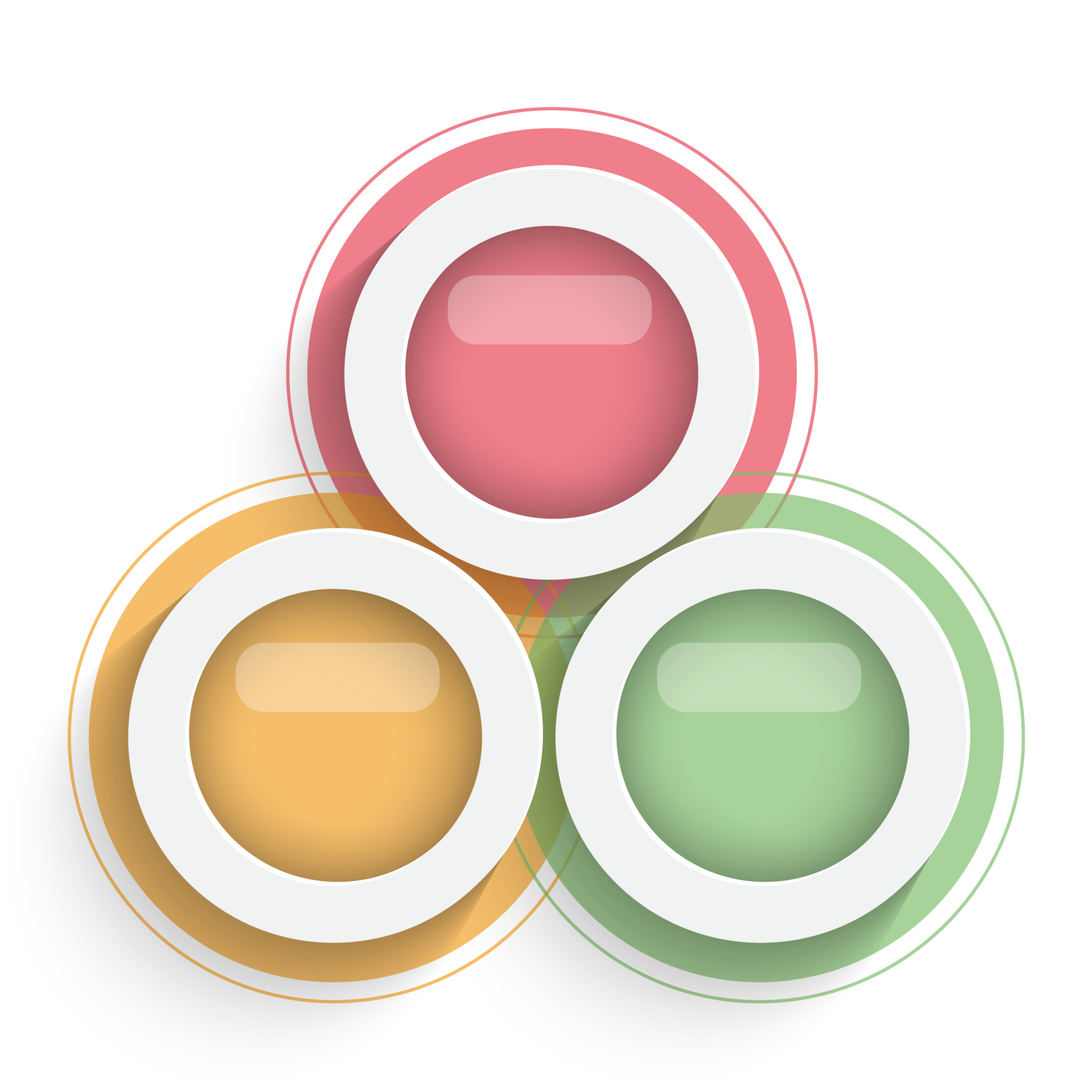 Three Colorful Translucent Overlapping Circles With Thin Line Pictograms Inside And Text Boxes