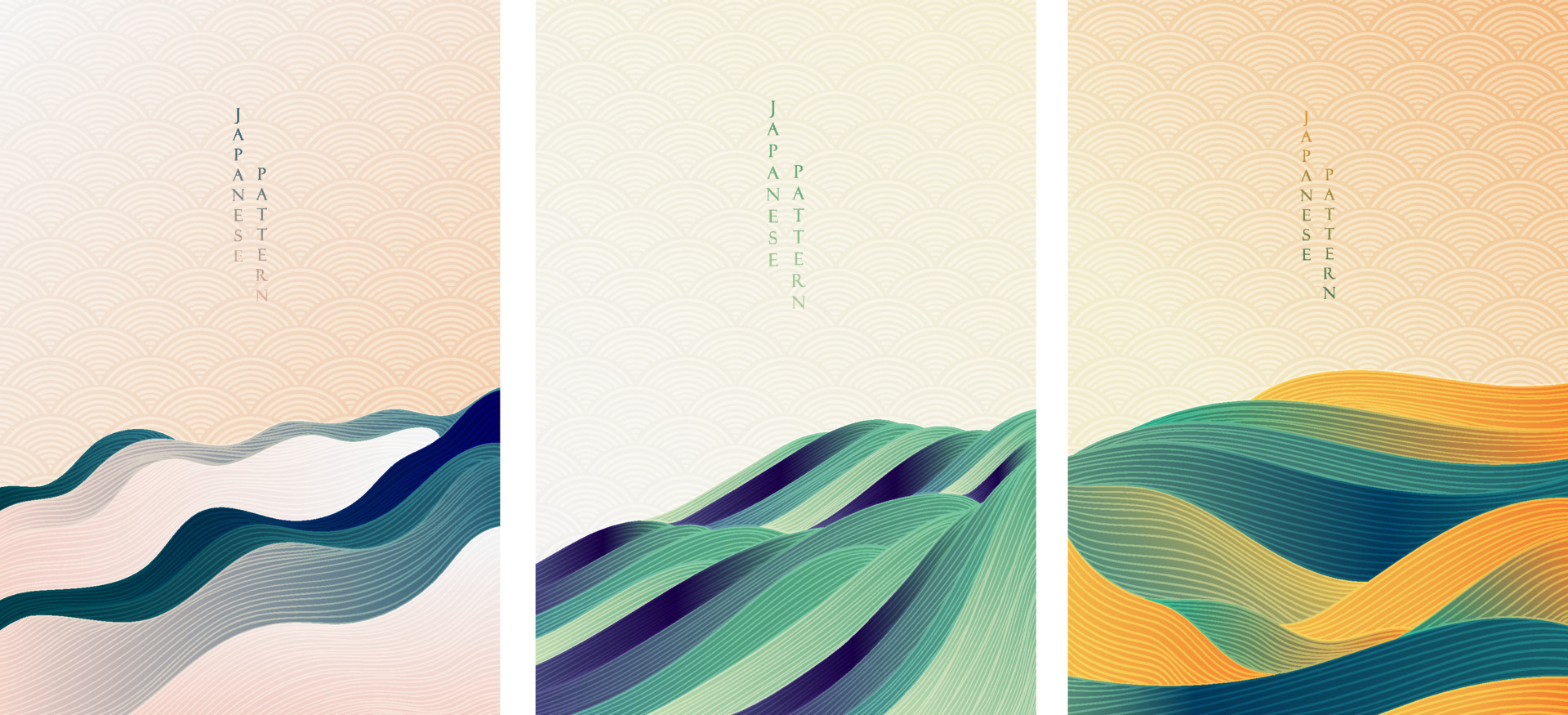 Japanese Background With Line Wave Pattern Vector Abstract Art