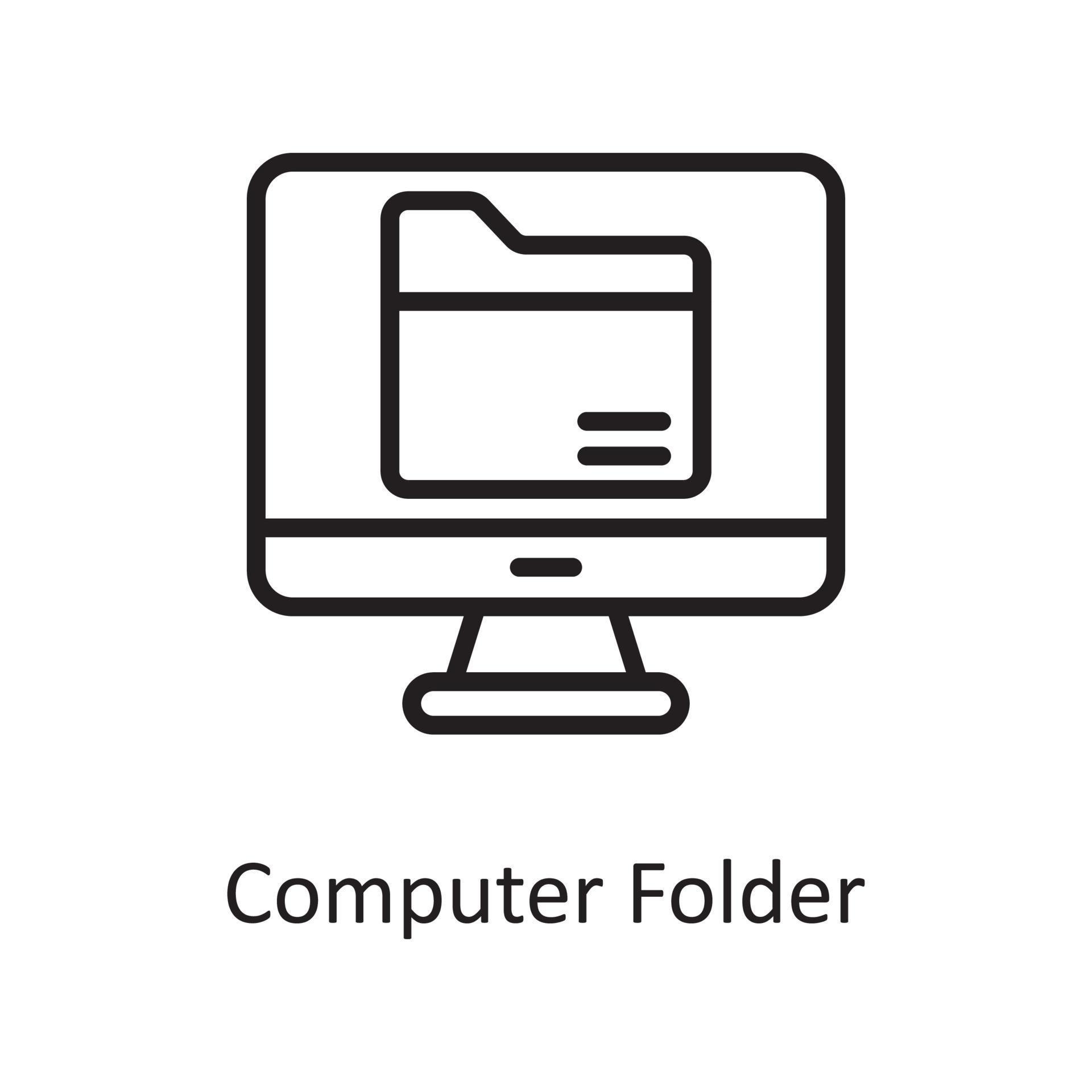 Computer Folder outline icon Design illustration. Web Hosting And cloud Services Symbol on White ...