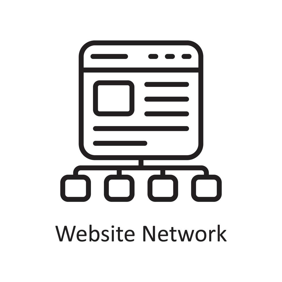 Website Network Outline Icon Design Illustration Web Hosting And Cloud Services Symbol On White