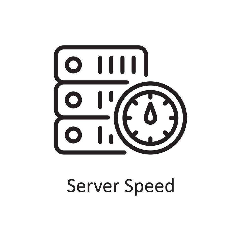 Server Speed Outline Icon Design Illustration Web Hosting And Cloud Services Symbol On White