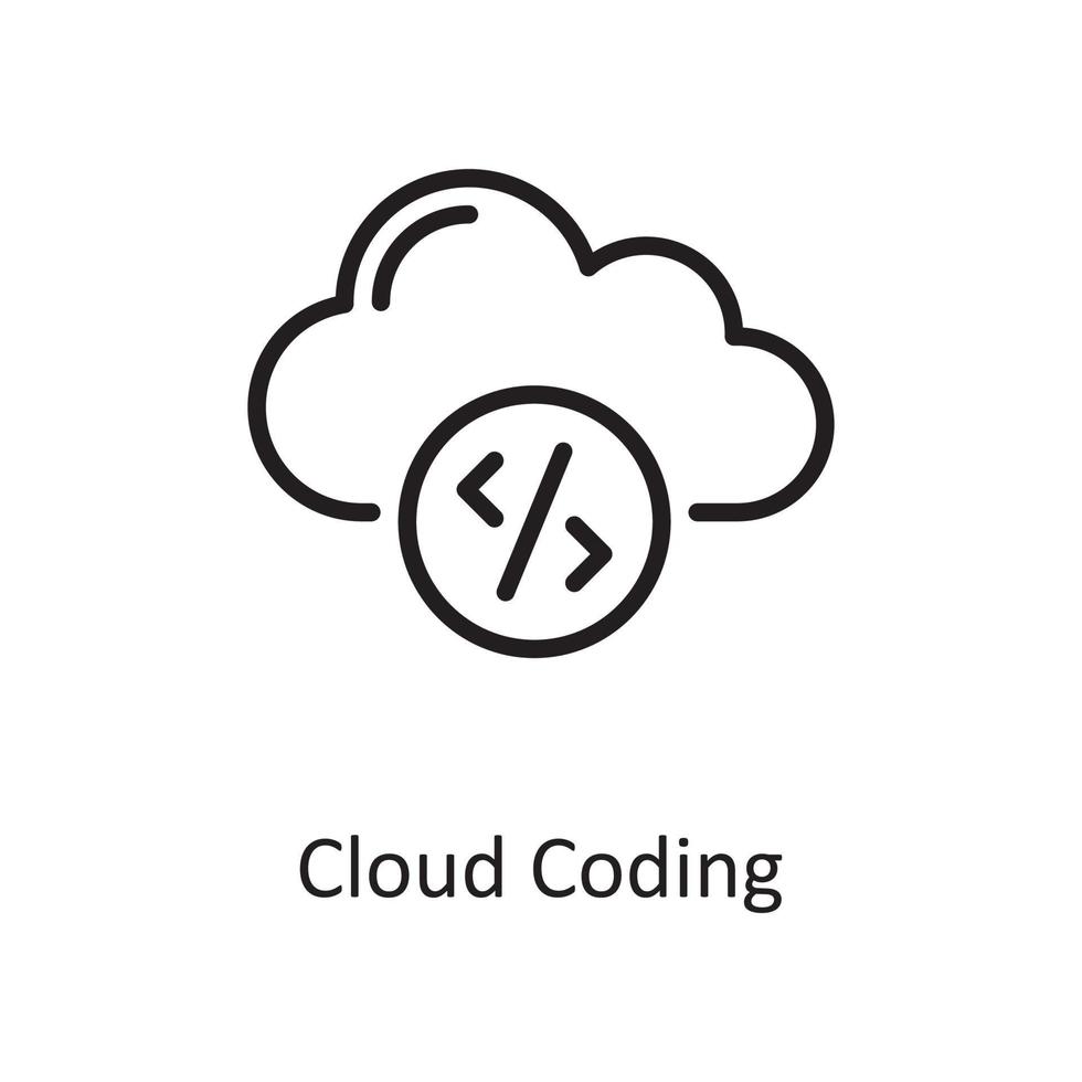 Cloud Coding Outline Icon Design Illustration Web Hosting And Cloud Services Symbol On White