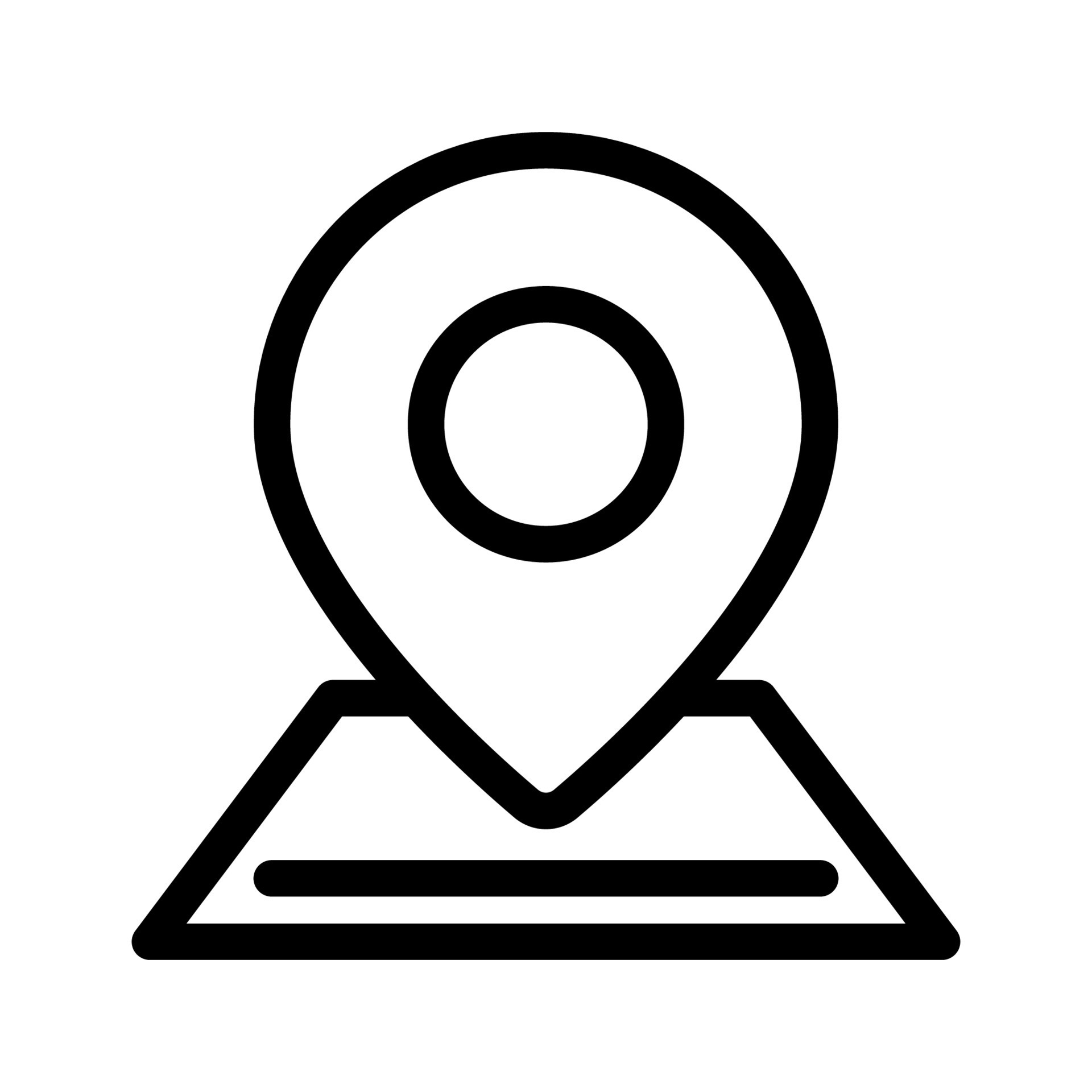 línea de icono de ubicación de mapa aislada sobre fondo blanco. icono ...