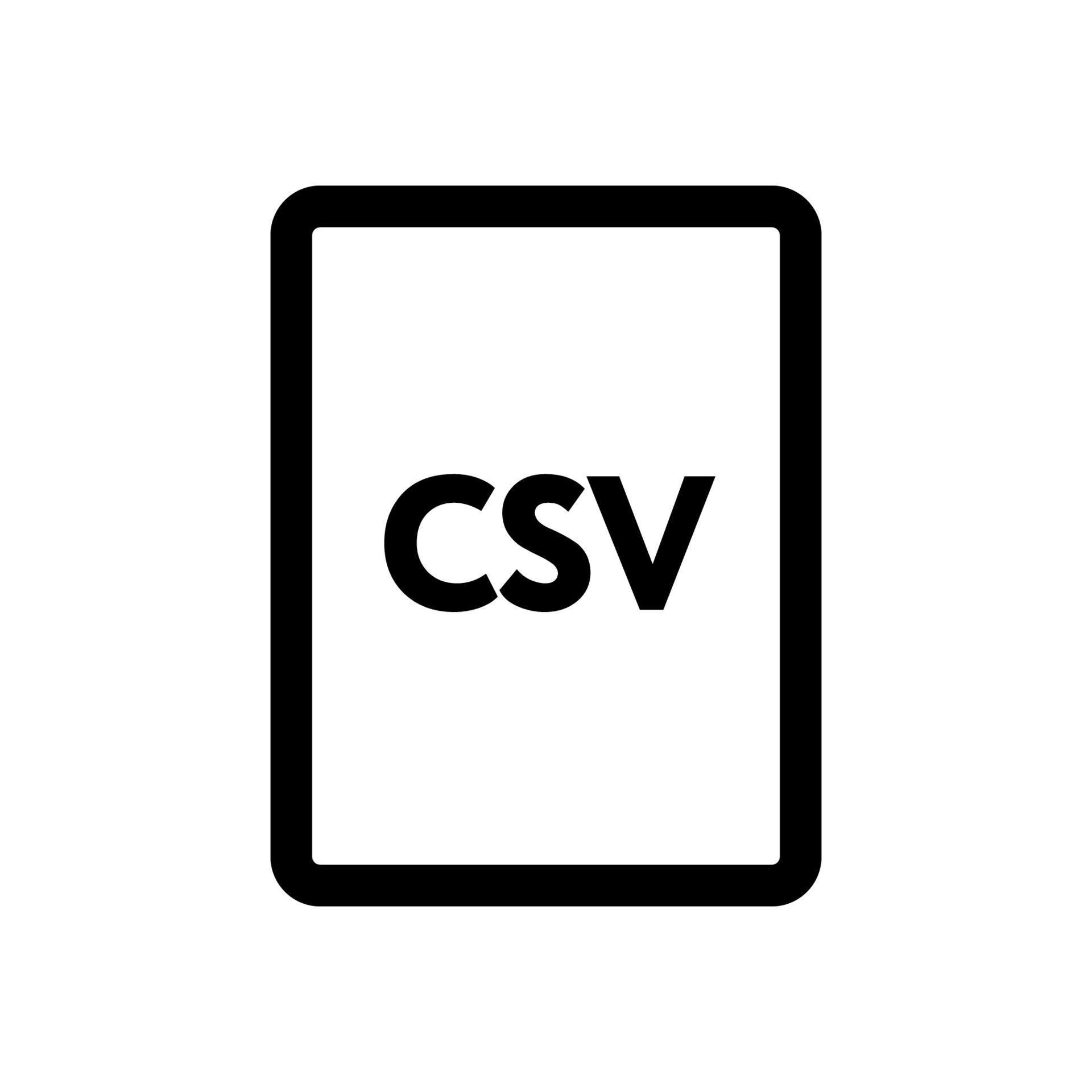 CSV file icon line isolated on white background. Black flat thin icon ...