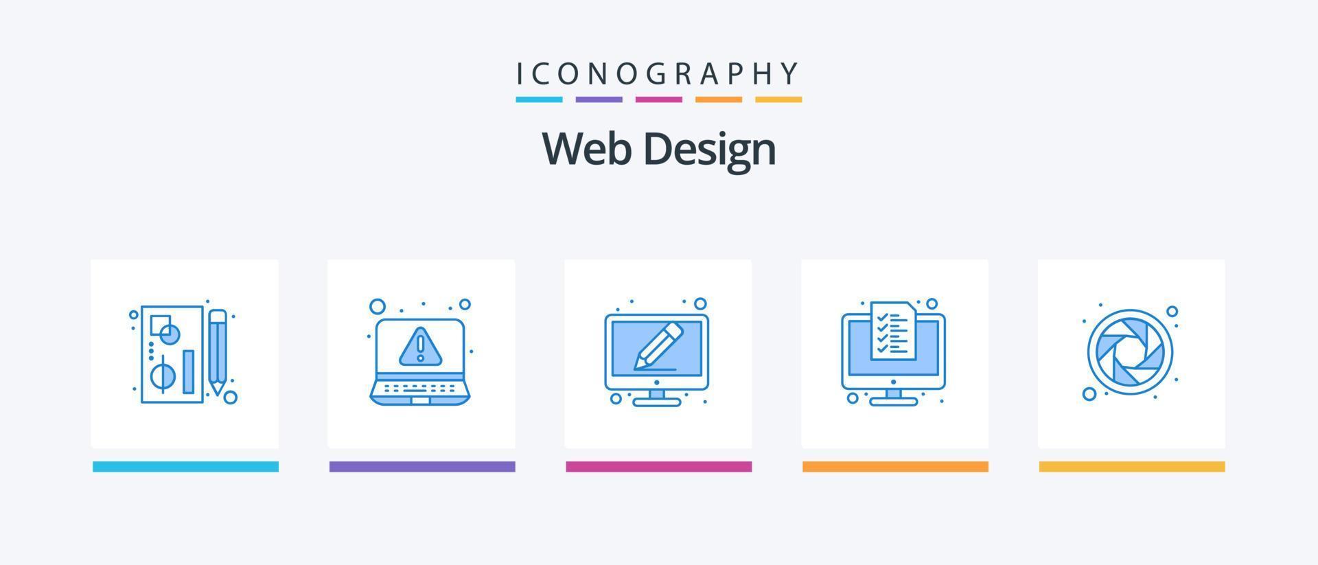 Web Design Blue 5 Icon Pack Including color wheel. technology. pencil. list. digital. Creative ...