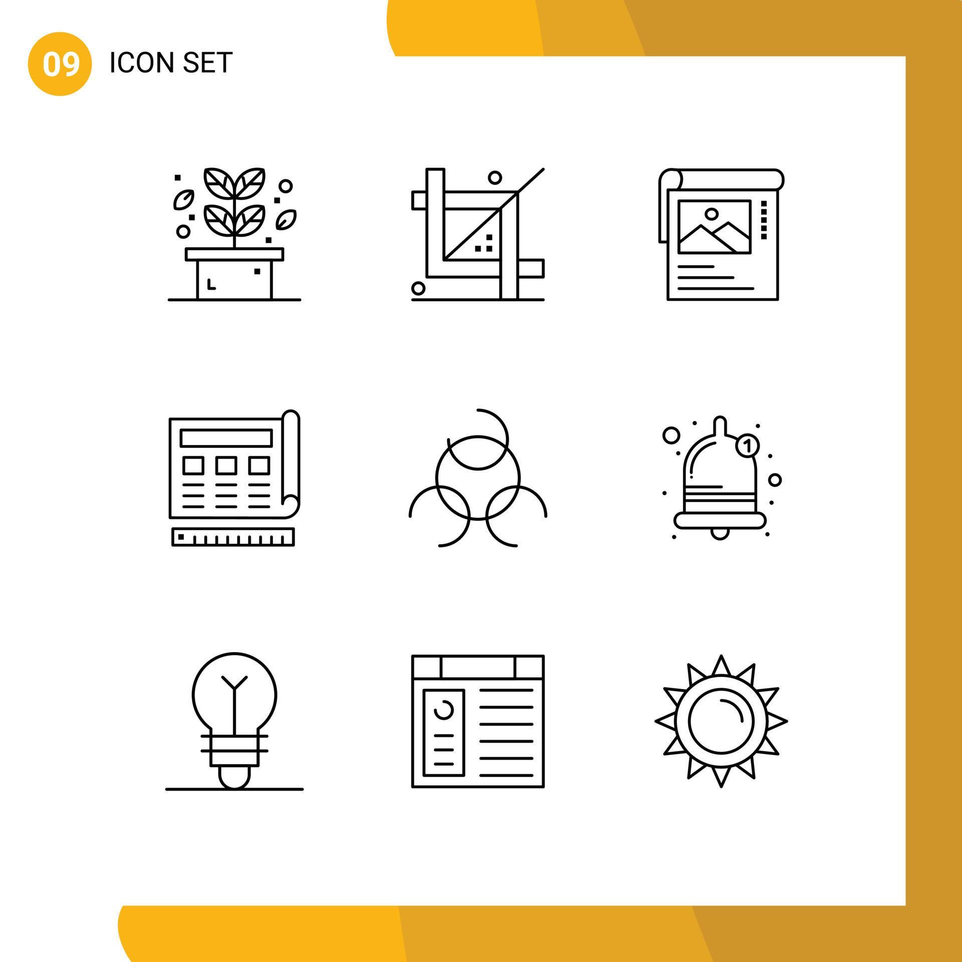Set Of 9 Vector Outlines On Grid For Web Print Programing Blue Brosher Editable Vector Design