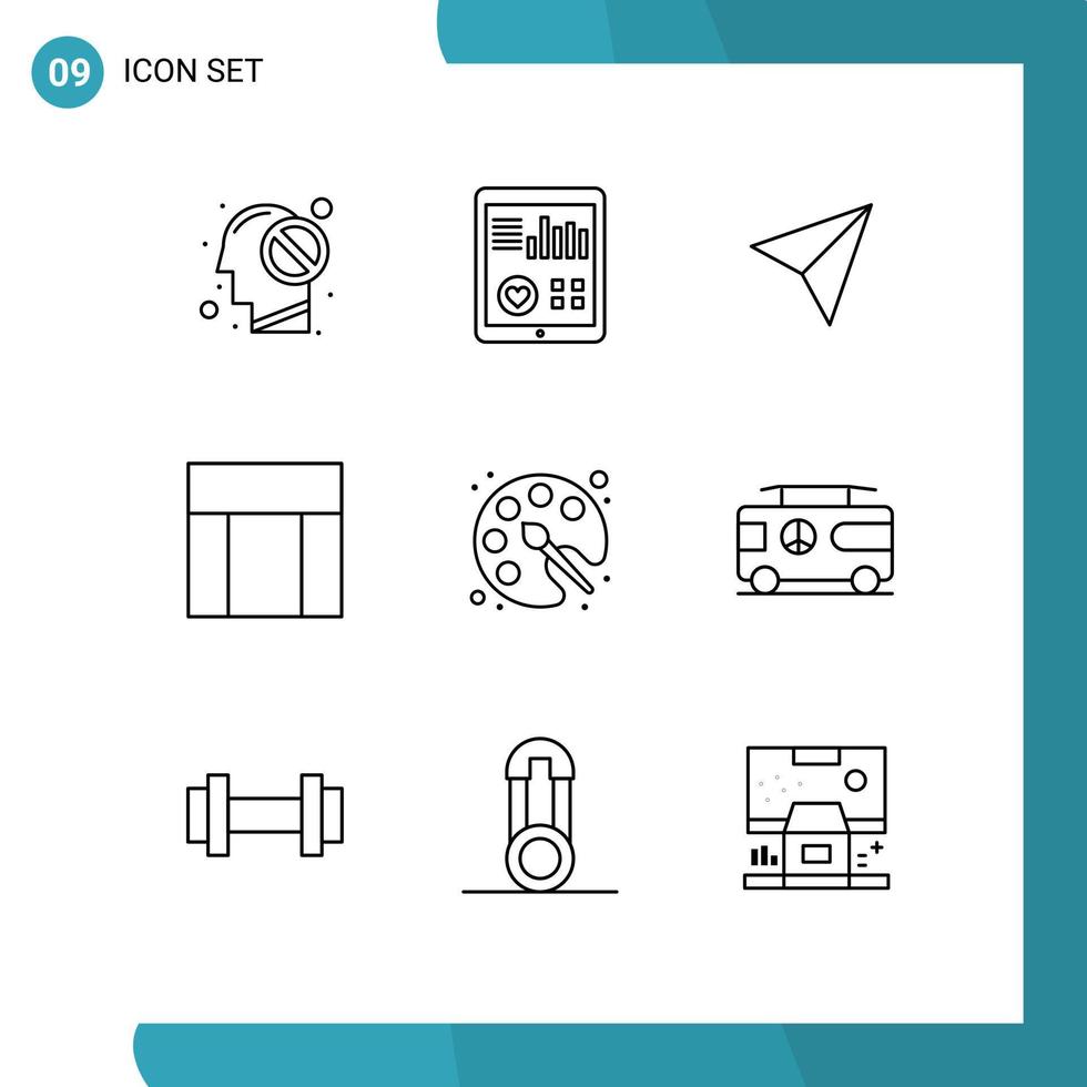 Modern Set of 9 Outlines and symbols such as color website patient report website layout ...