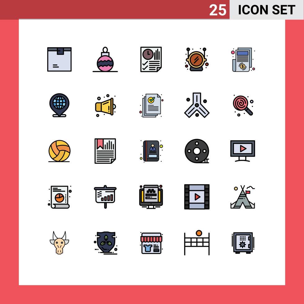 User Interface Pack Of 25 Basic Filled Line Flat Colors Of Document Safety Data Space Time