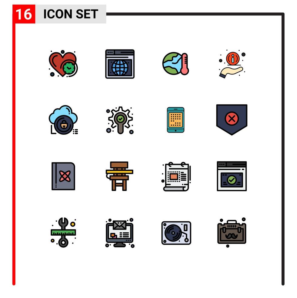 16 Thematic Vector Flat Color Filled Lines And Editable Symbols Of Secure Cloud Environment