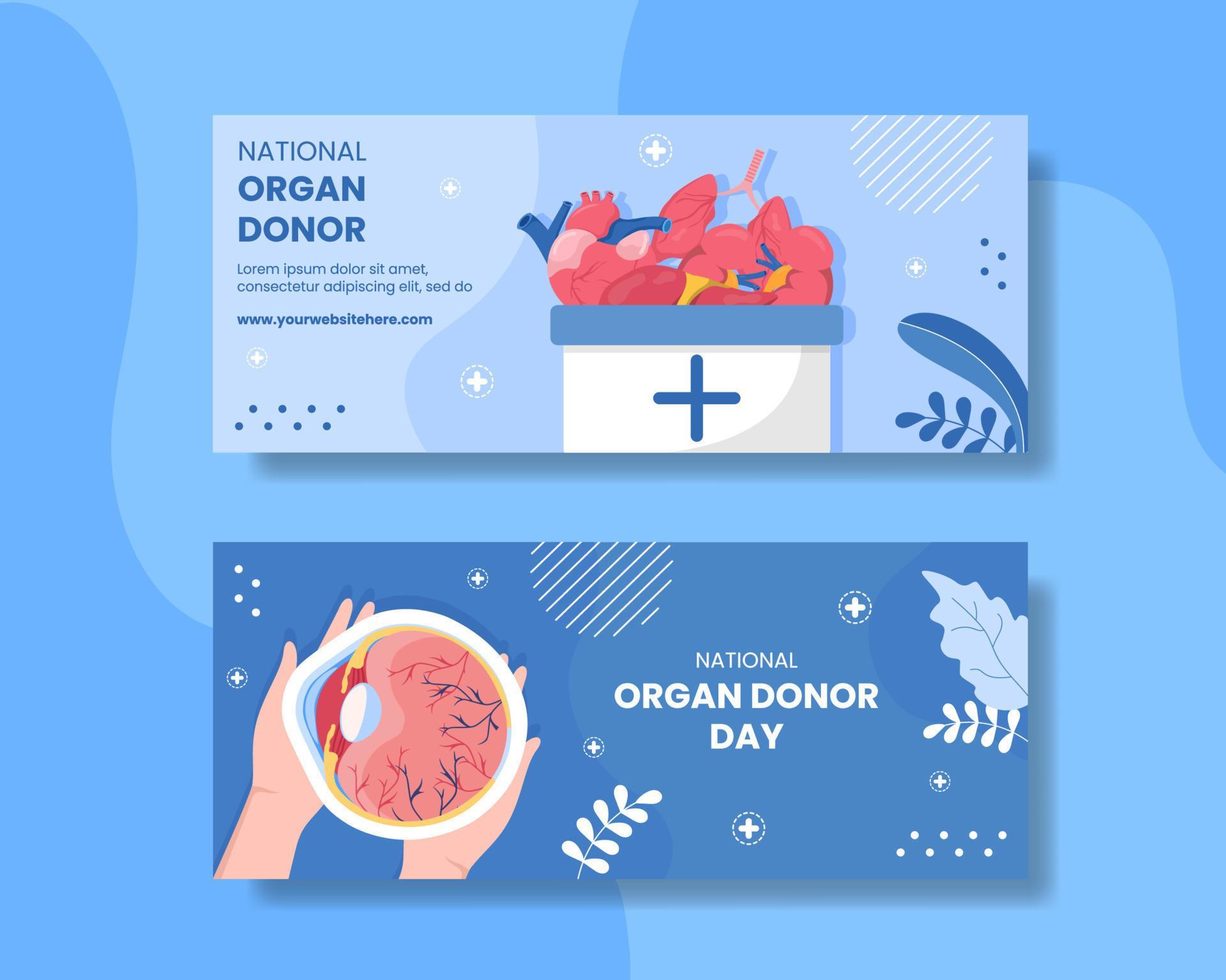 World Organ Donation Day Banner Flat Cartoon Hand Drawn Background