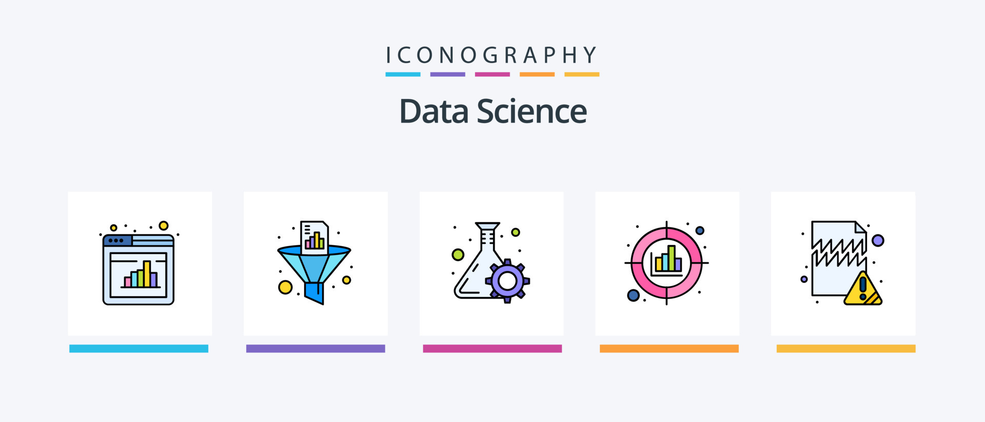 Data Science Line Filled 5 Icon Pack Including gear. laptop. backup ...