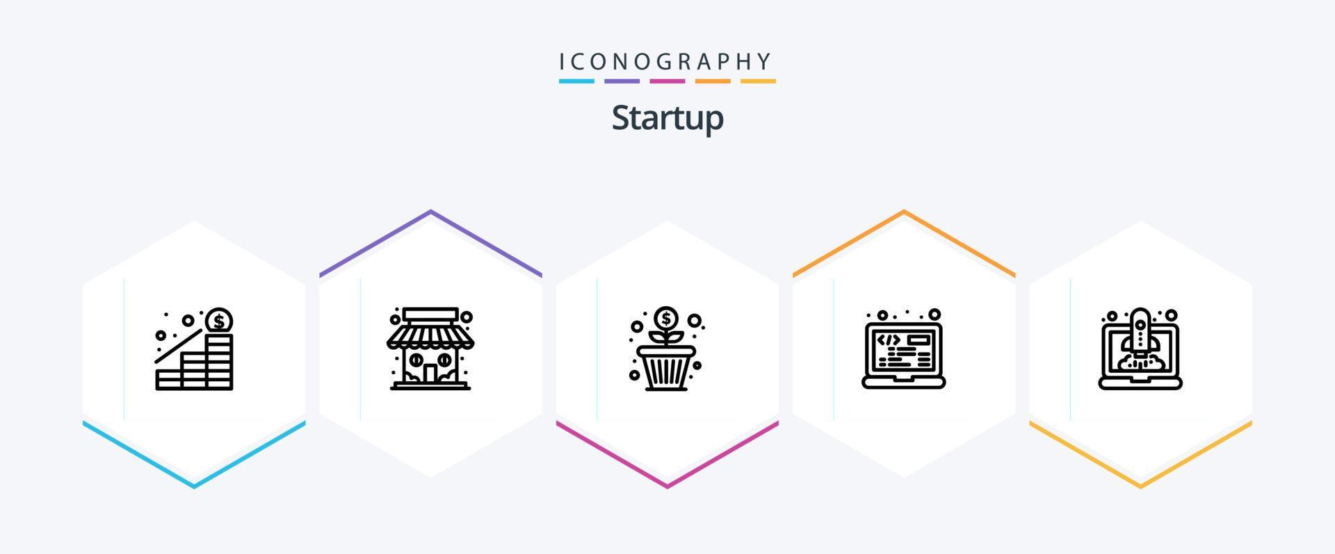 Startup 25 Line icon pack including launching. html. flower ... Startup 25 Line icon pack including launching. html. flower ...