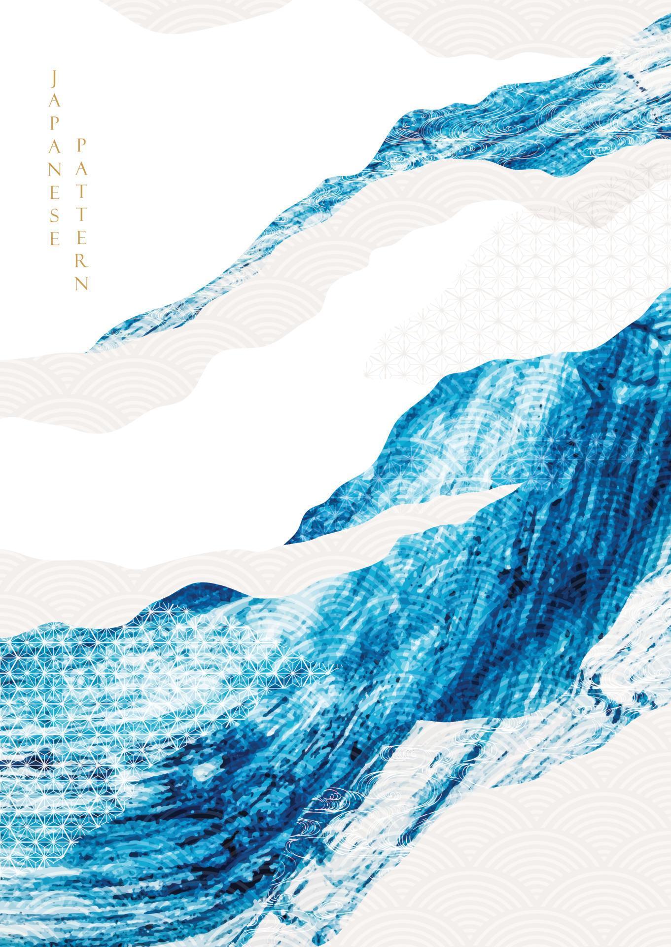 Abstract Art Background With Geometric Pattern Vector Japanese Hand