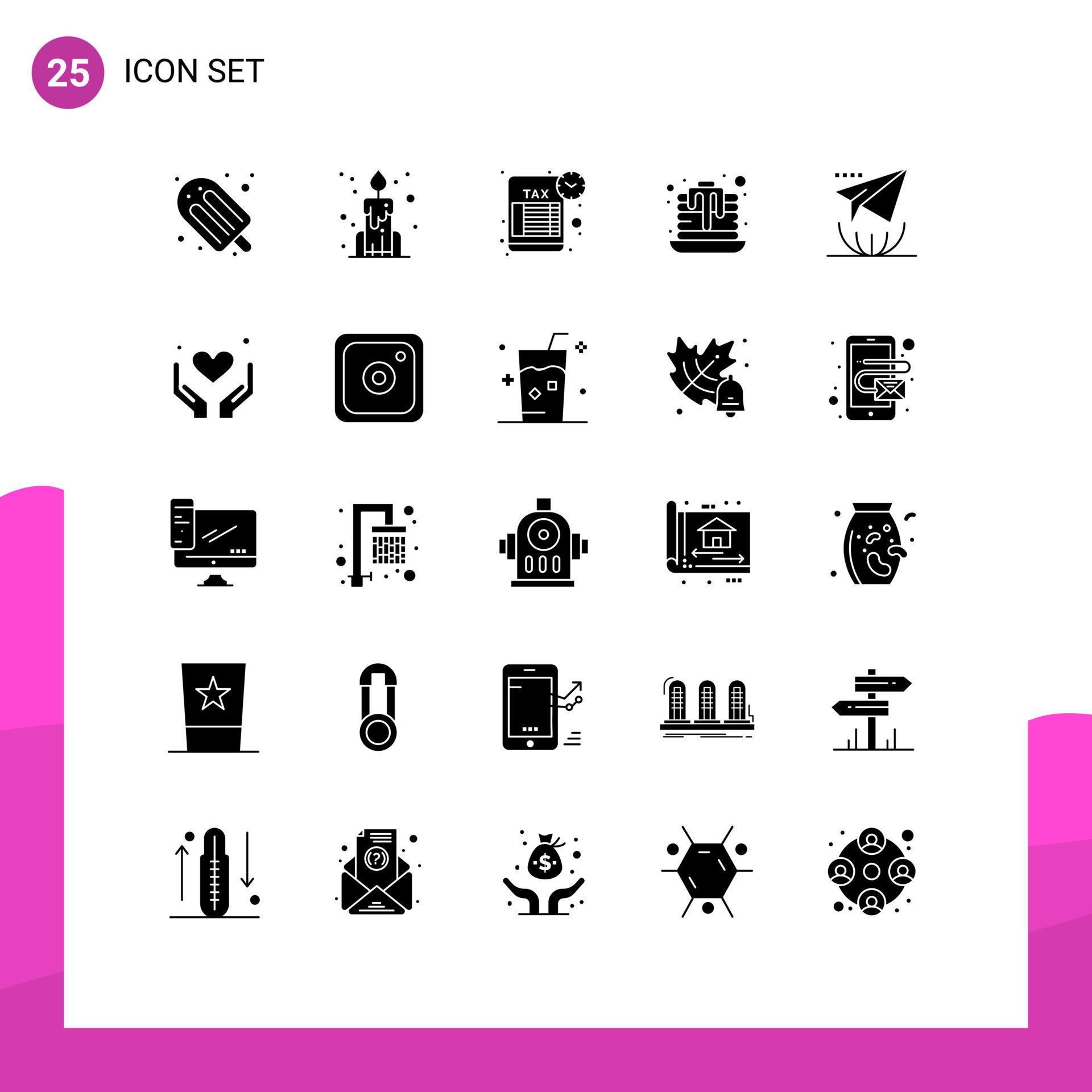 Pictogram Set of 25 Simple Solid Glyphs of send internet schedule email pan cake Editable Vector ...