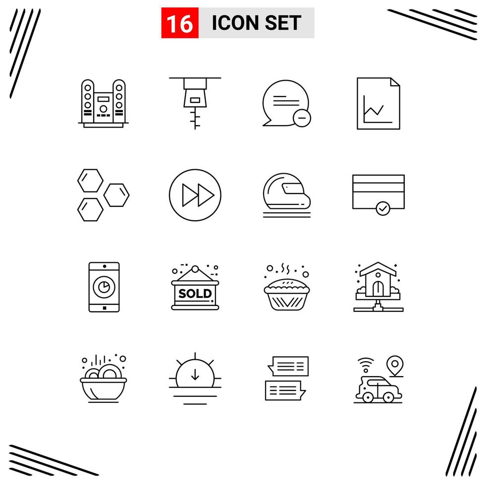 Pictogram Set Of 16 Simple Outlines Of Space Science Less Hexagon Graph Editable Vector Design