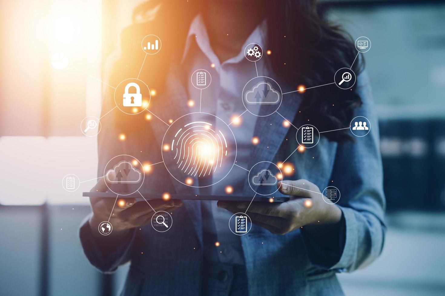 Businessmen Fingerprint Scanning And Biometric Authentication