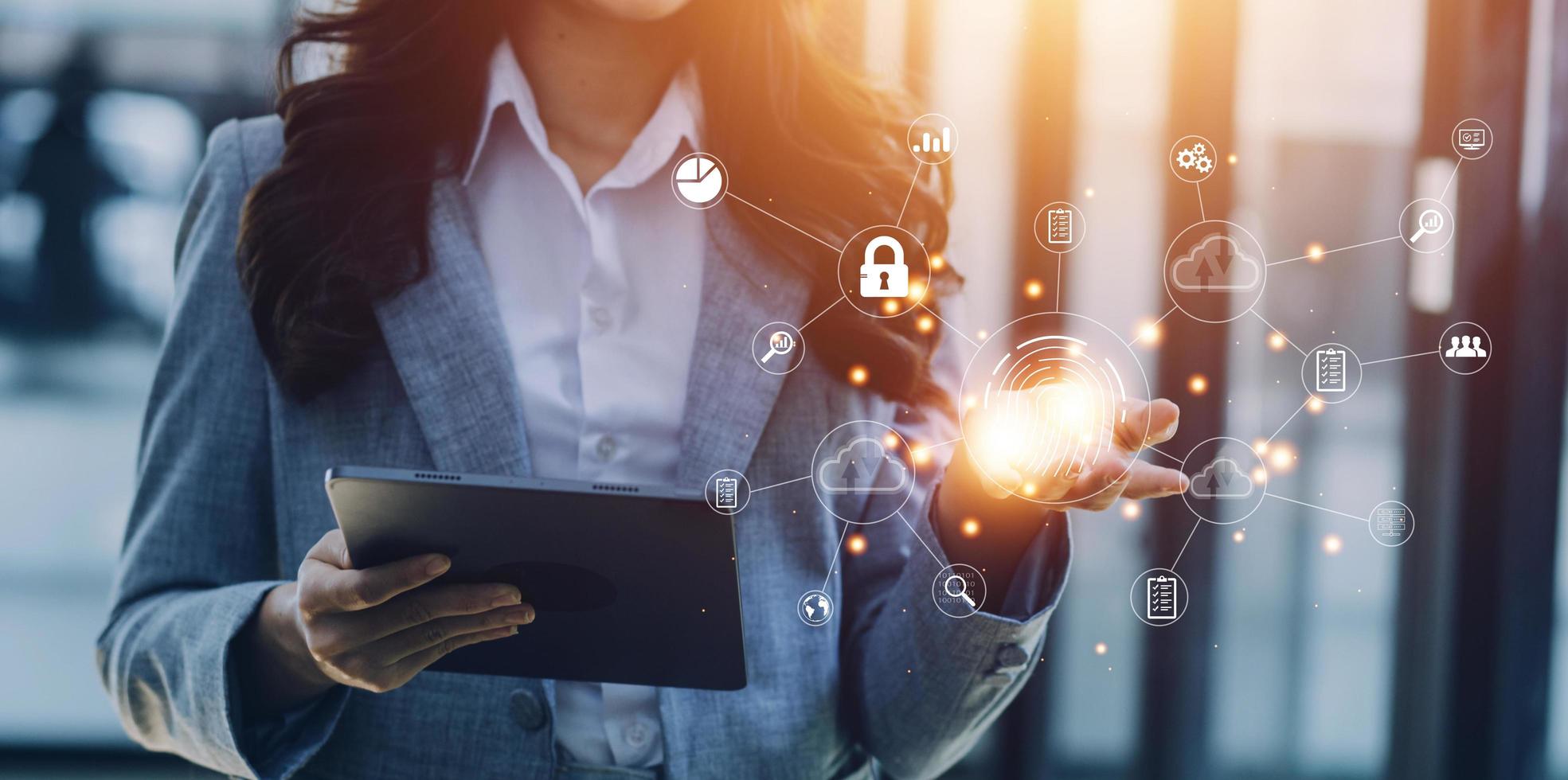 Businessmen Fingerprint Scanning And Biometric Authentication