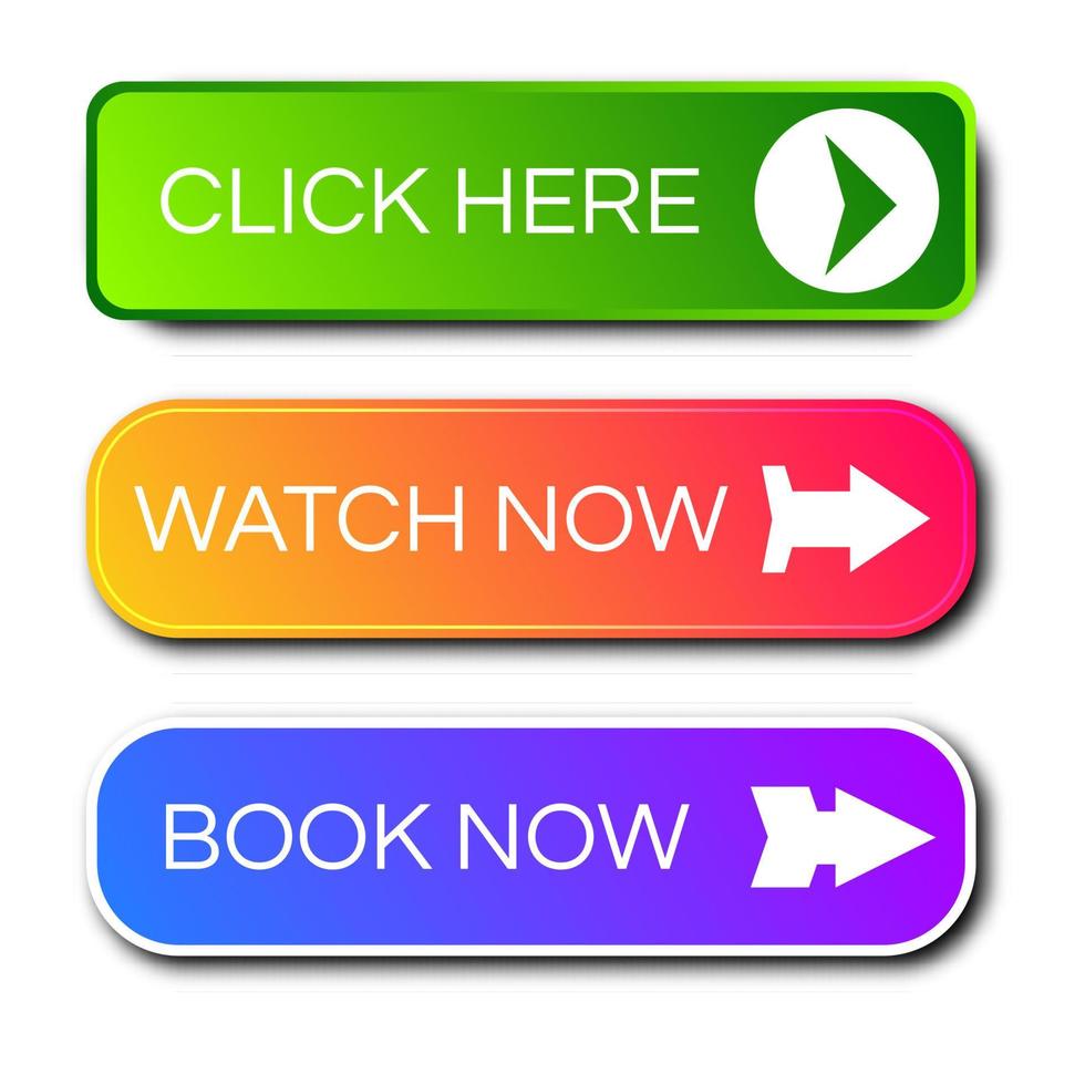 Set Of Three Modern Gradient Buttons With Shadows Read More Buttons Vector Illustration