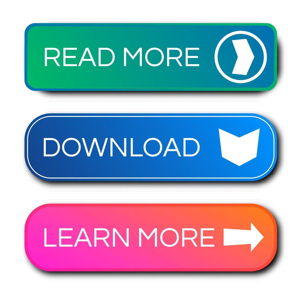 Set Of Three Modern Gradient Buttons With Shadows Read More Buttons Vector Illustration