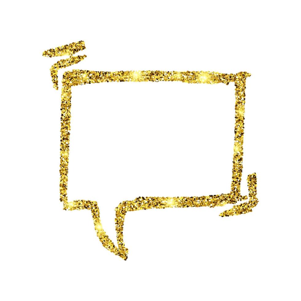 Gold glitter sketch speech bubble. Hand drawn blank Speech Bubble ...