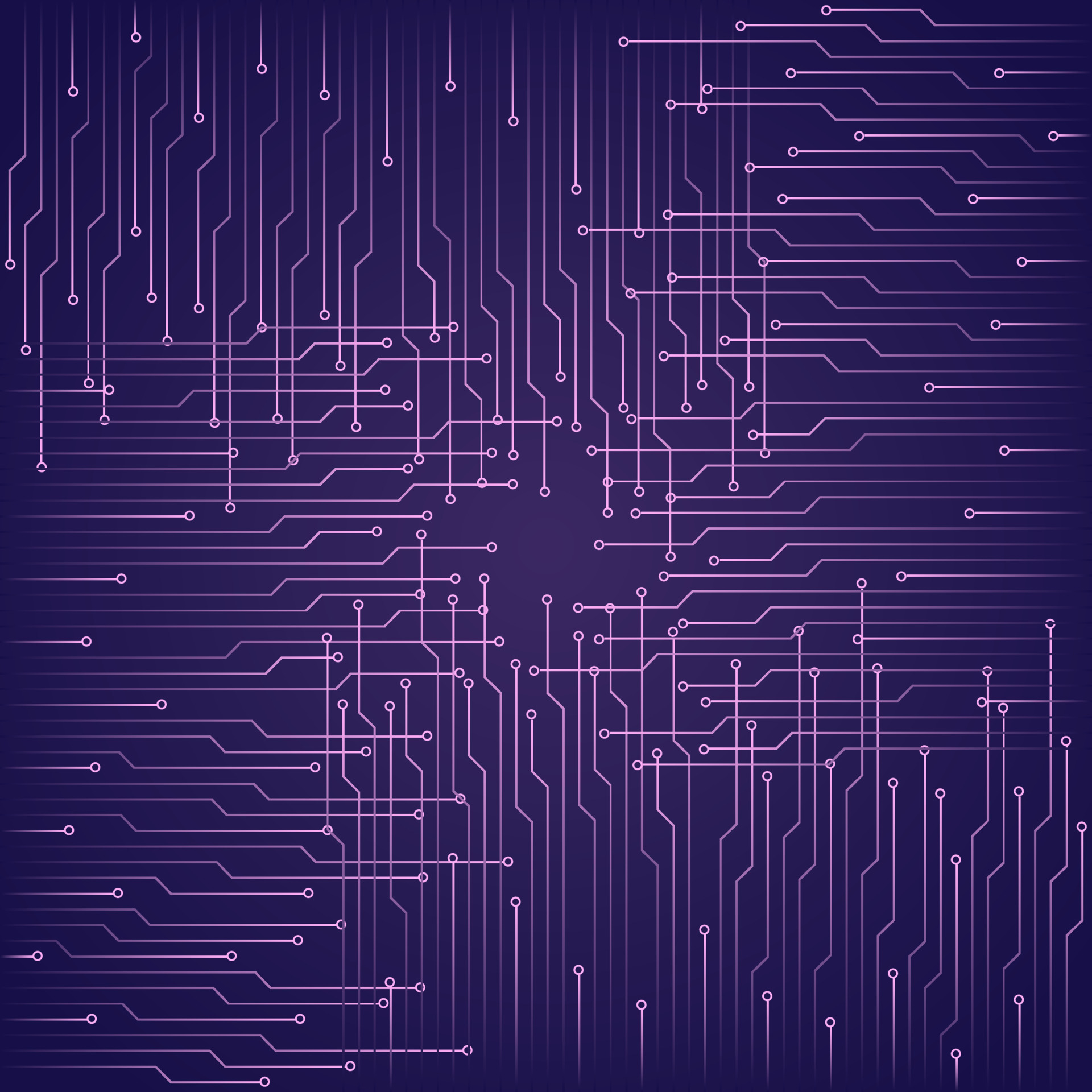 Abstract Technological Purple Background With Elements Of The Microchip Circuit Board