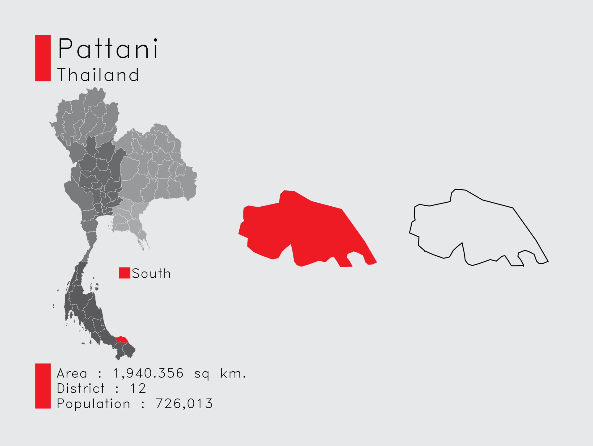 Pattani Position in Thailand A Set of Infographic Elements for the Province. and Area District ...