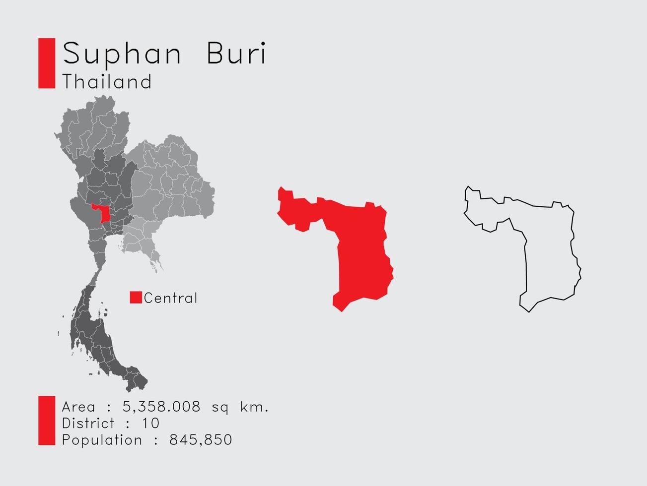 Suphan Buri Position in Thailand A Set of Infographic Elements for the Province. and Area ...