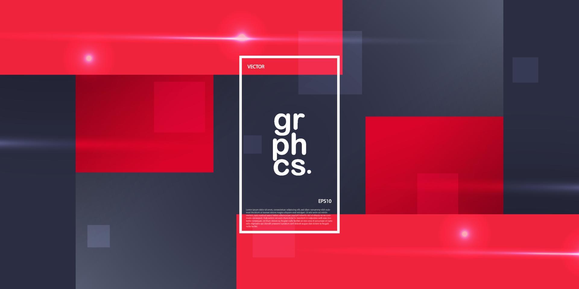 Abstract dark gray and red overlap background template vector with square papercut pattern ...