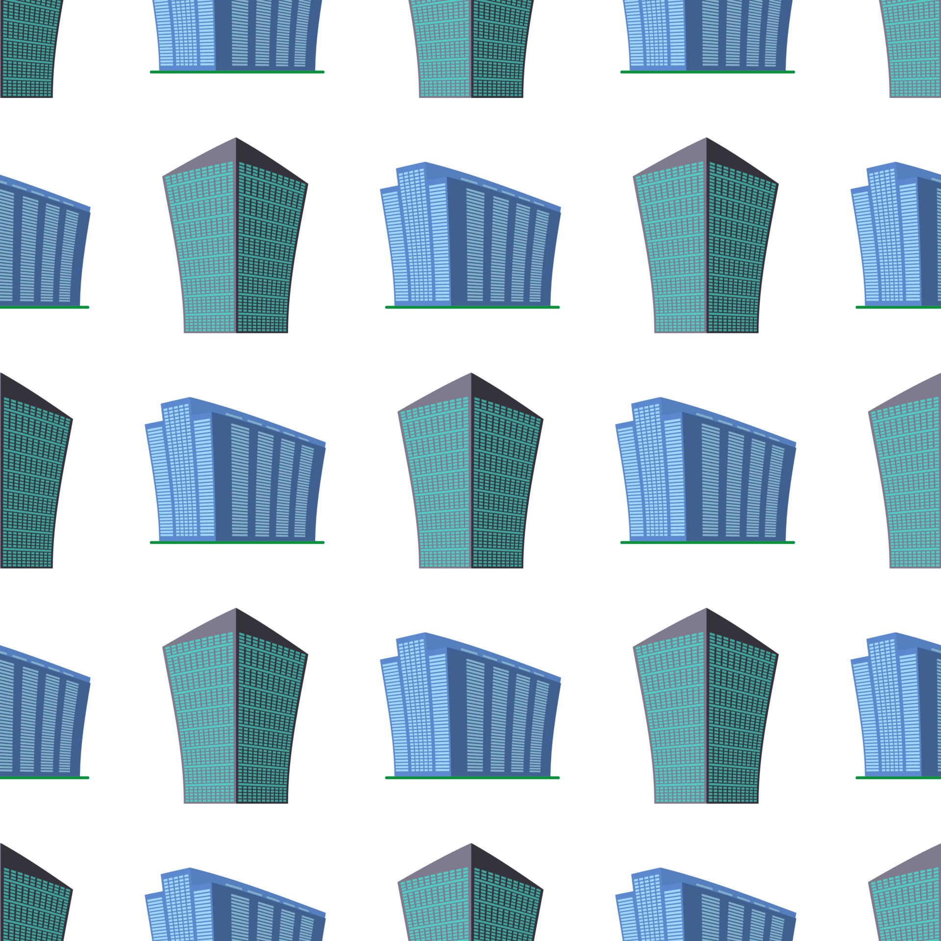 Seamless Pattern with modern isometric building on a white background ...