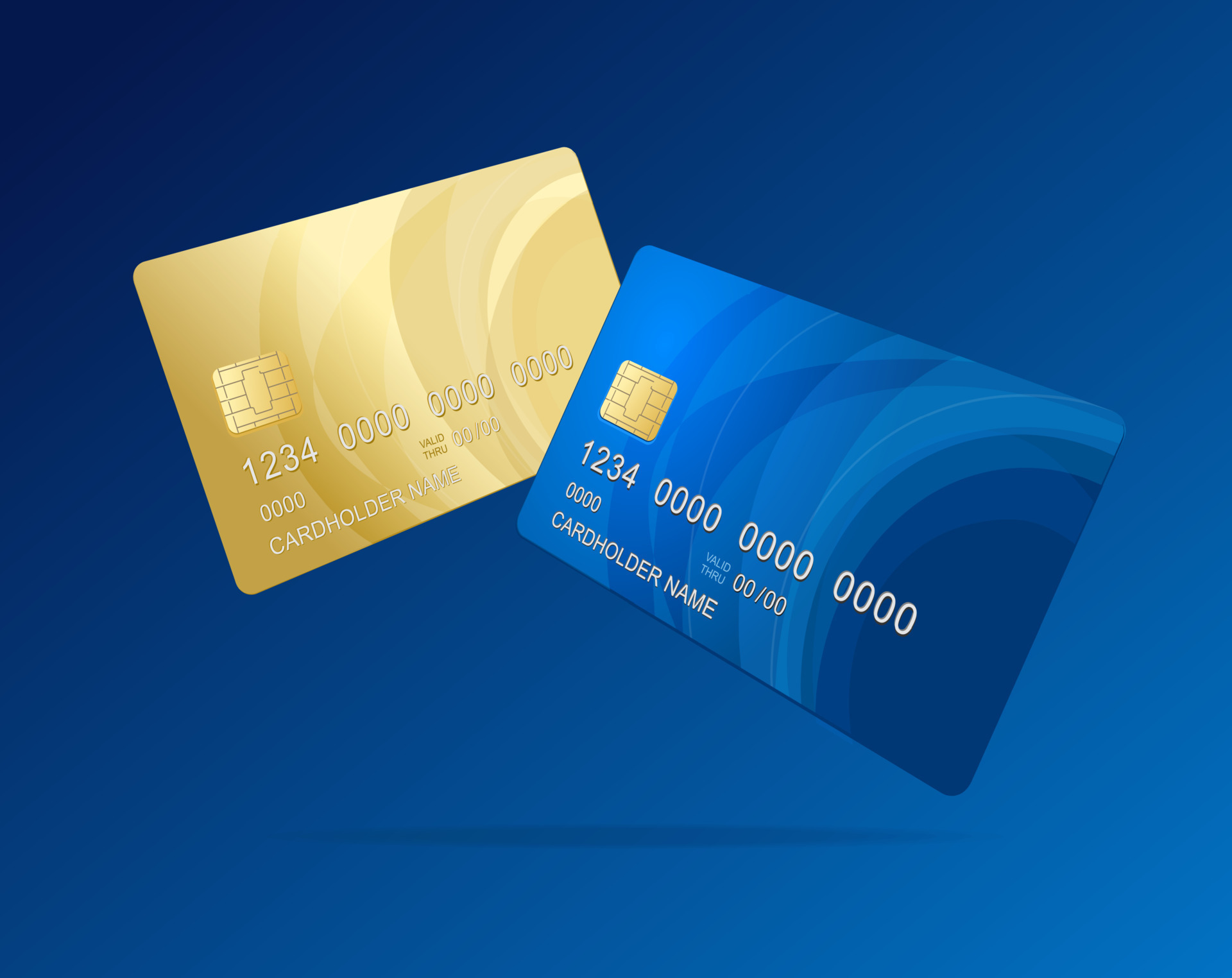 Realistic Detailed 3d Falling Different Credit Debit Card Mockup Set ...