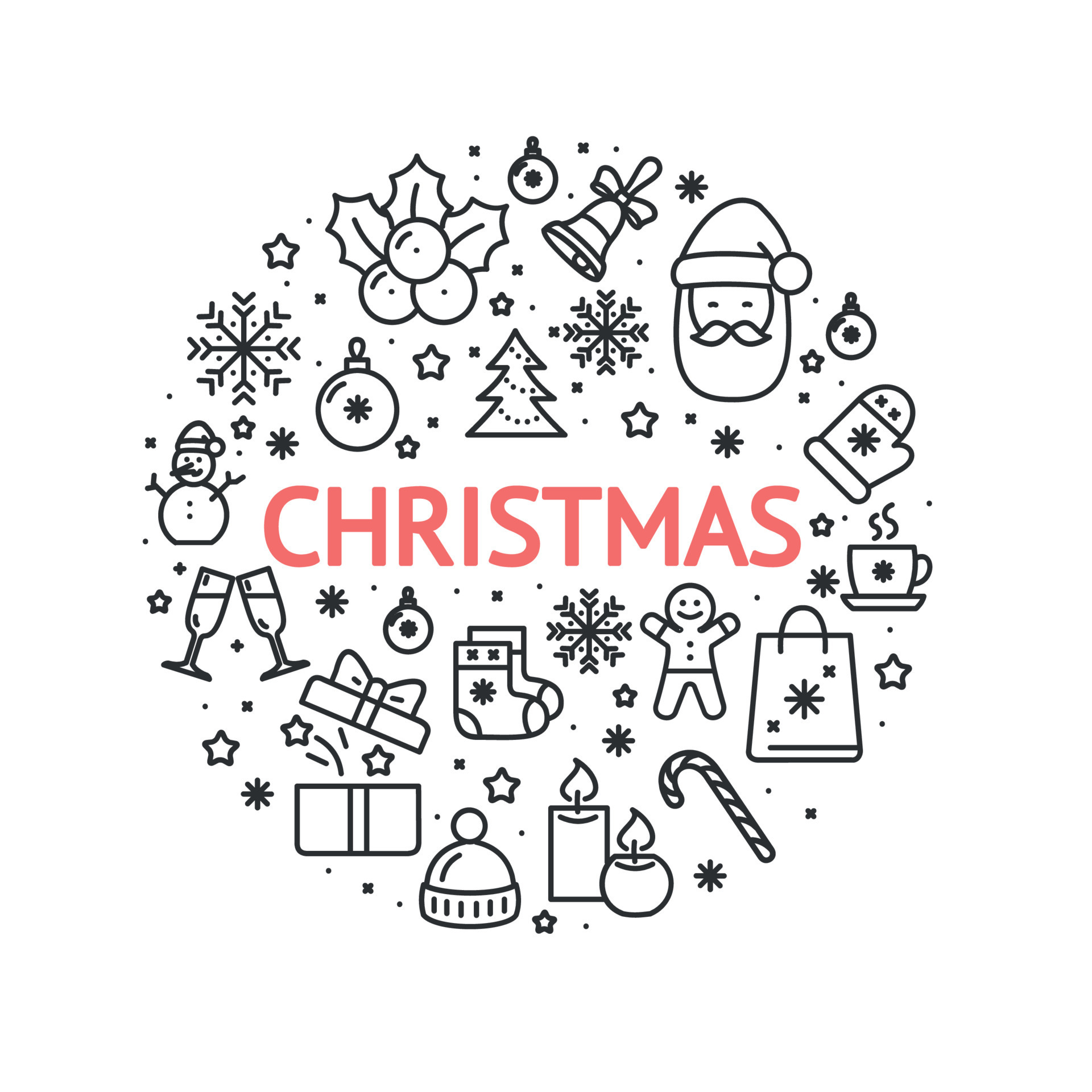 Christmas Round Design Template Contour Lines Icon Concept Vector christmas-round-design-template-contour-lines-icon-concept-vector