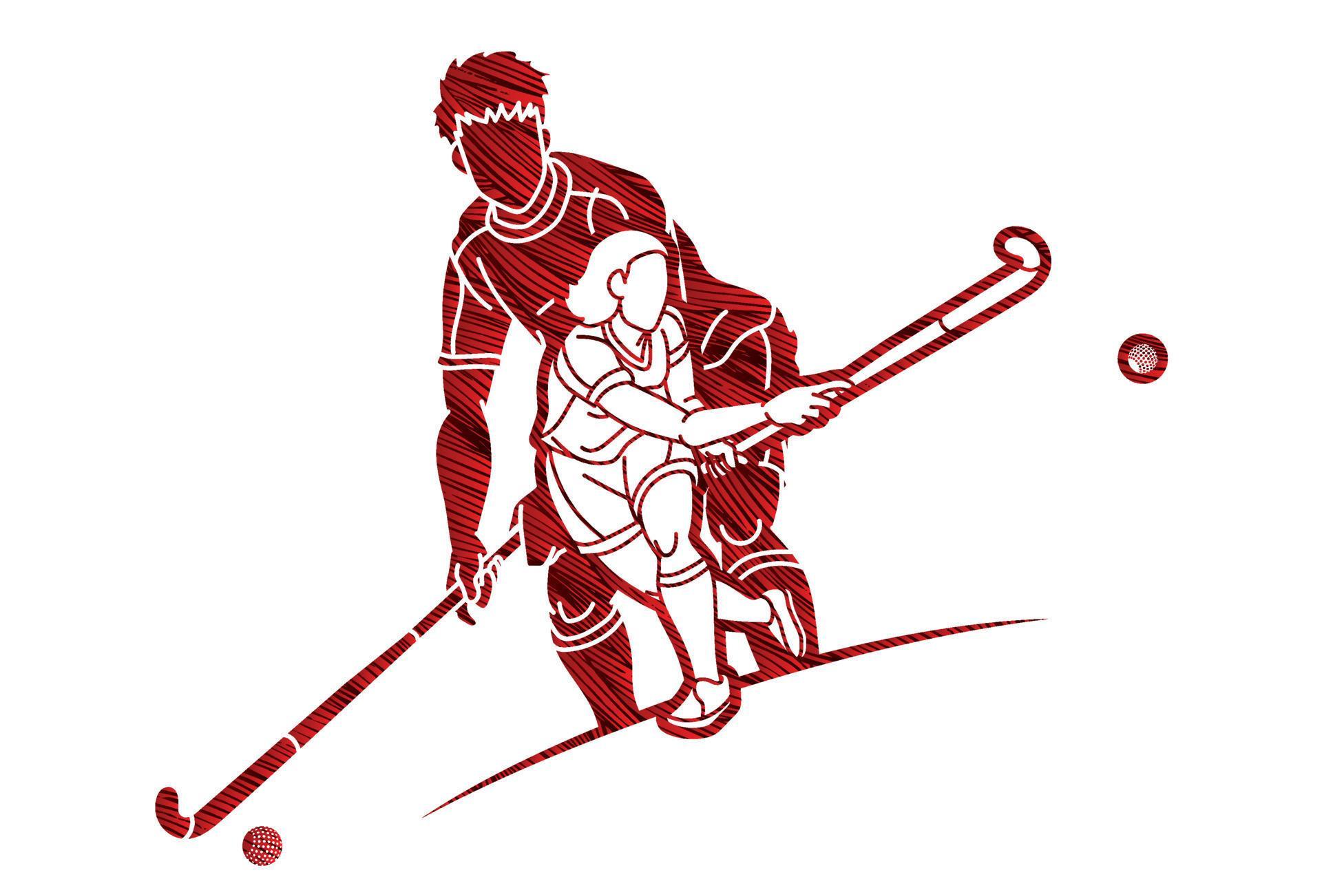 Field Hockey Sport Male An Female Players Mix Action 17094138 Vector