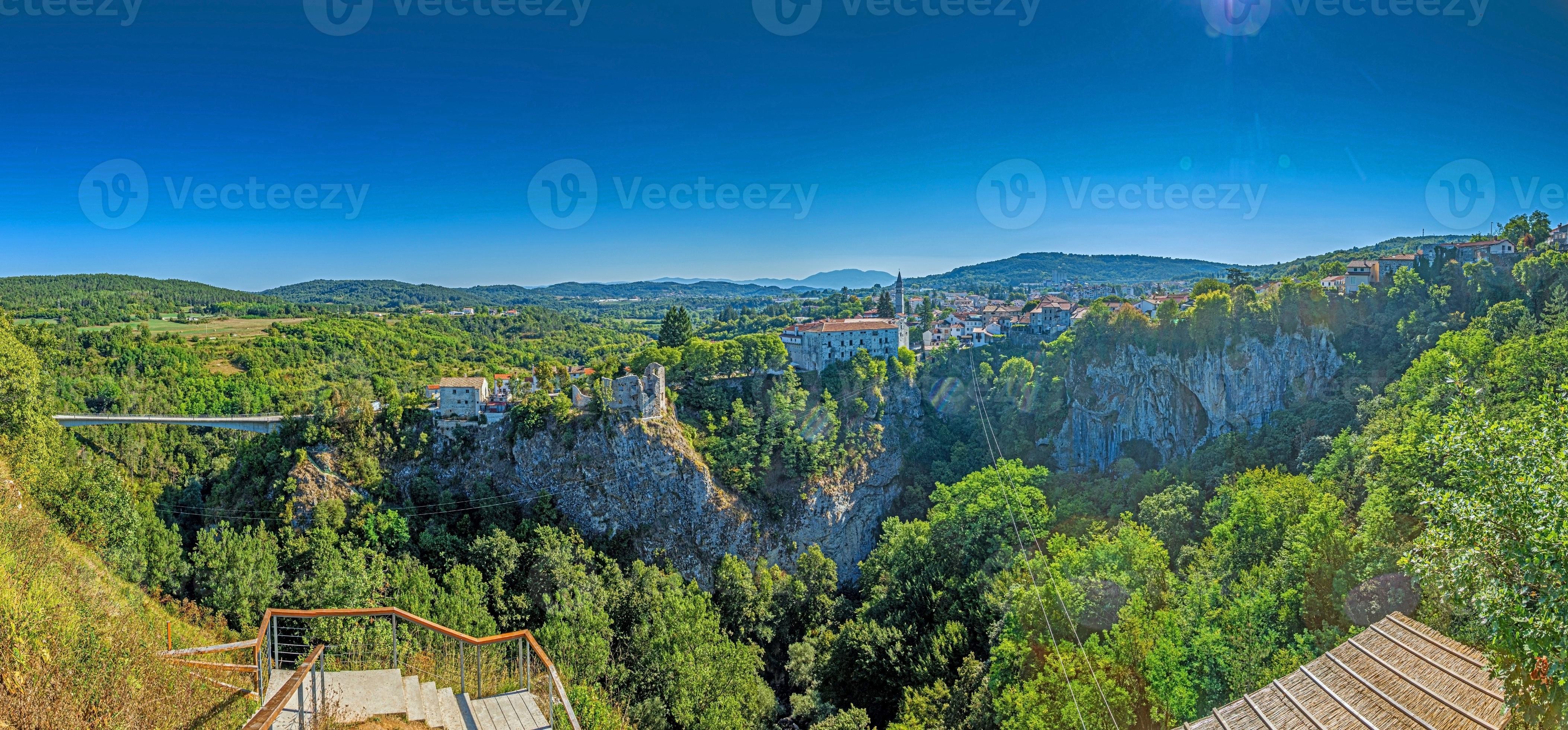 View of the historic town of Pazin in central Istria during the day ...