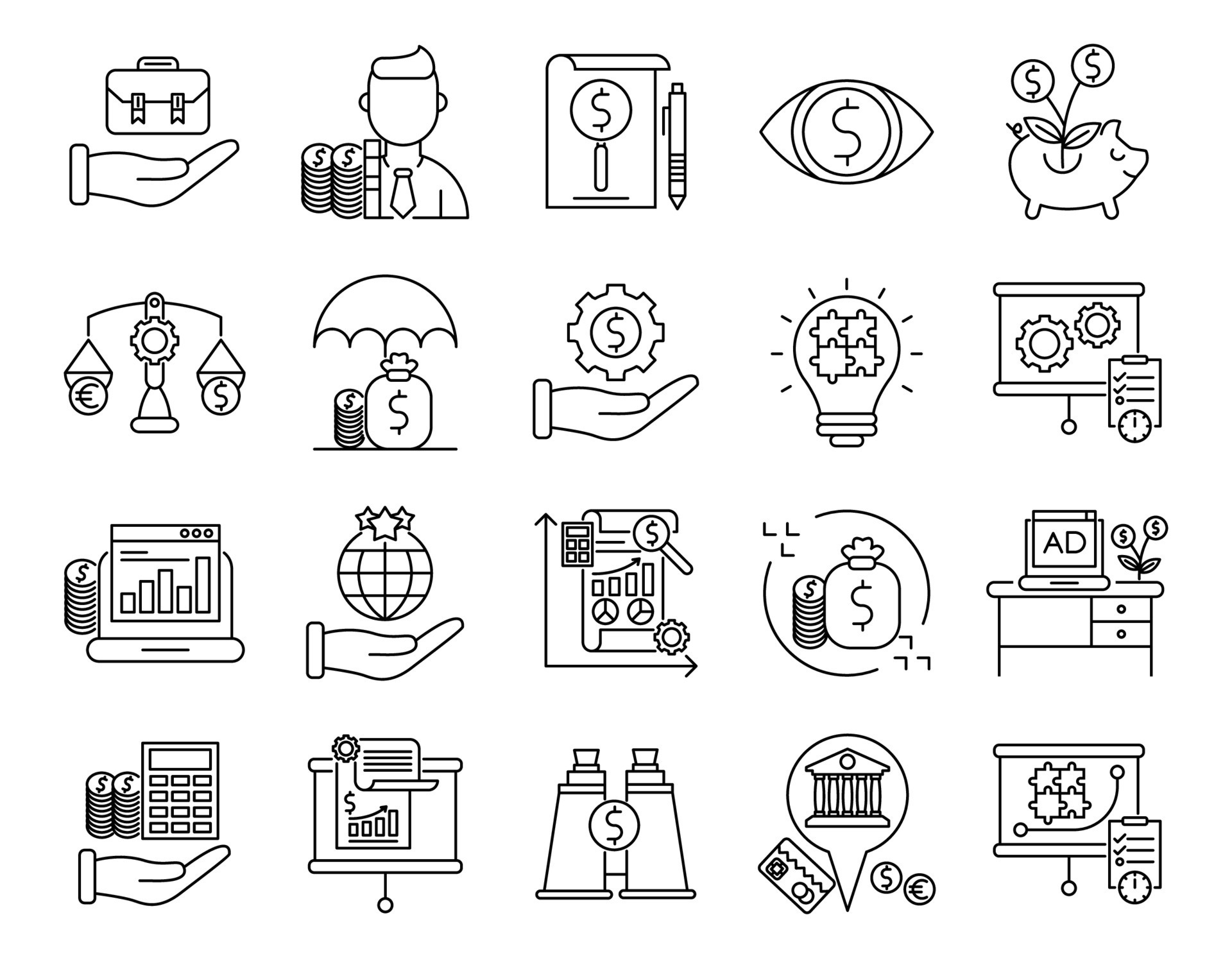 market economics icons, suitable for a wide range of digital creative ...