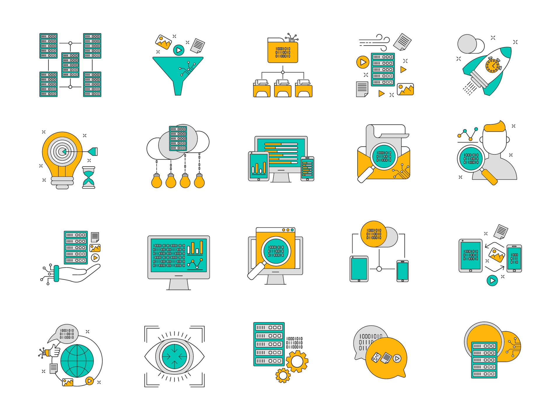 Big Data Icons Suitable For A Wide Range Of Digital Creative Projects 17099827 Vector Art At