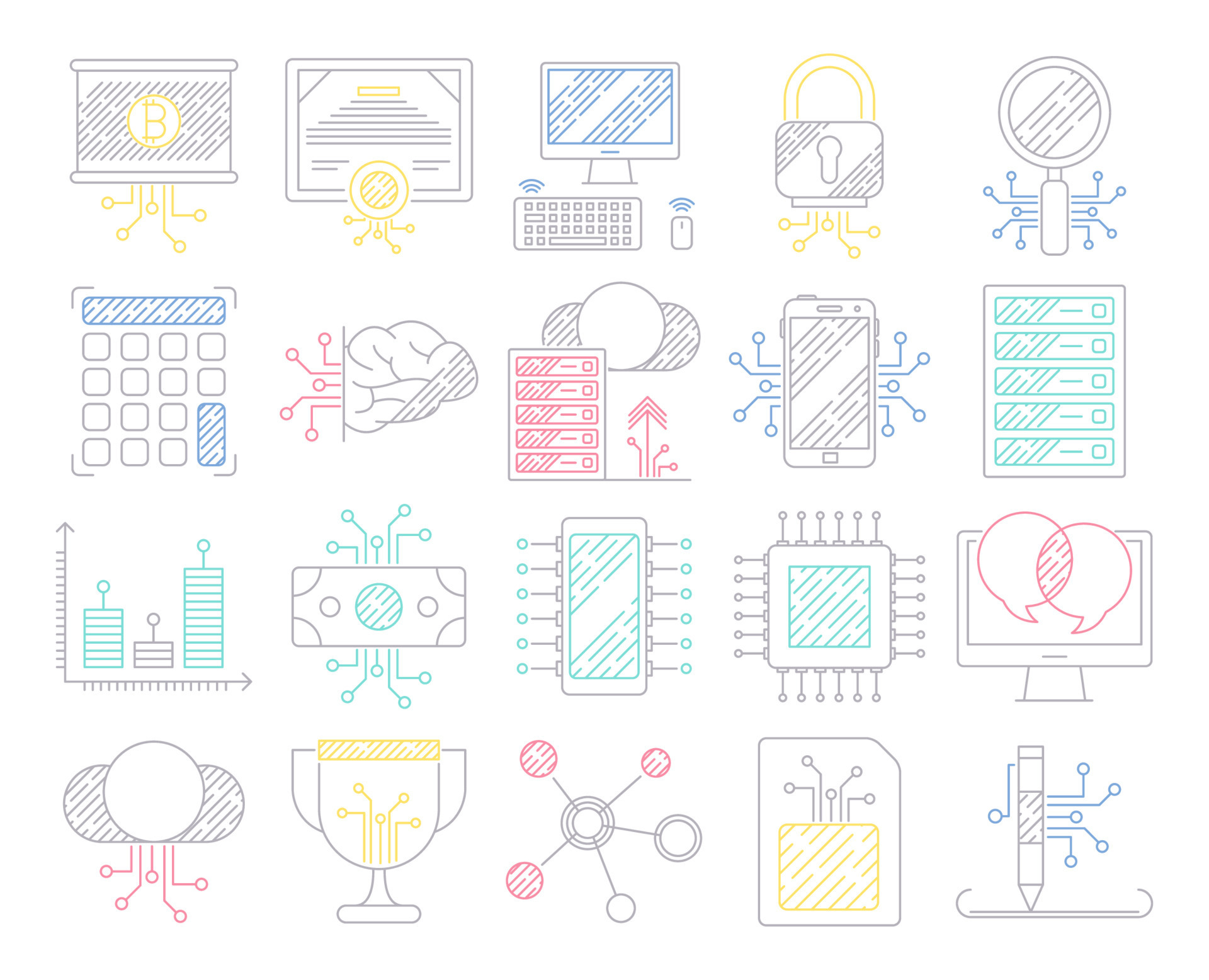 Digital Services Icons Suitable For A Wide Range Of Digital Creative