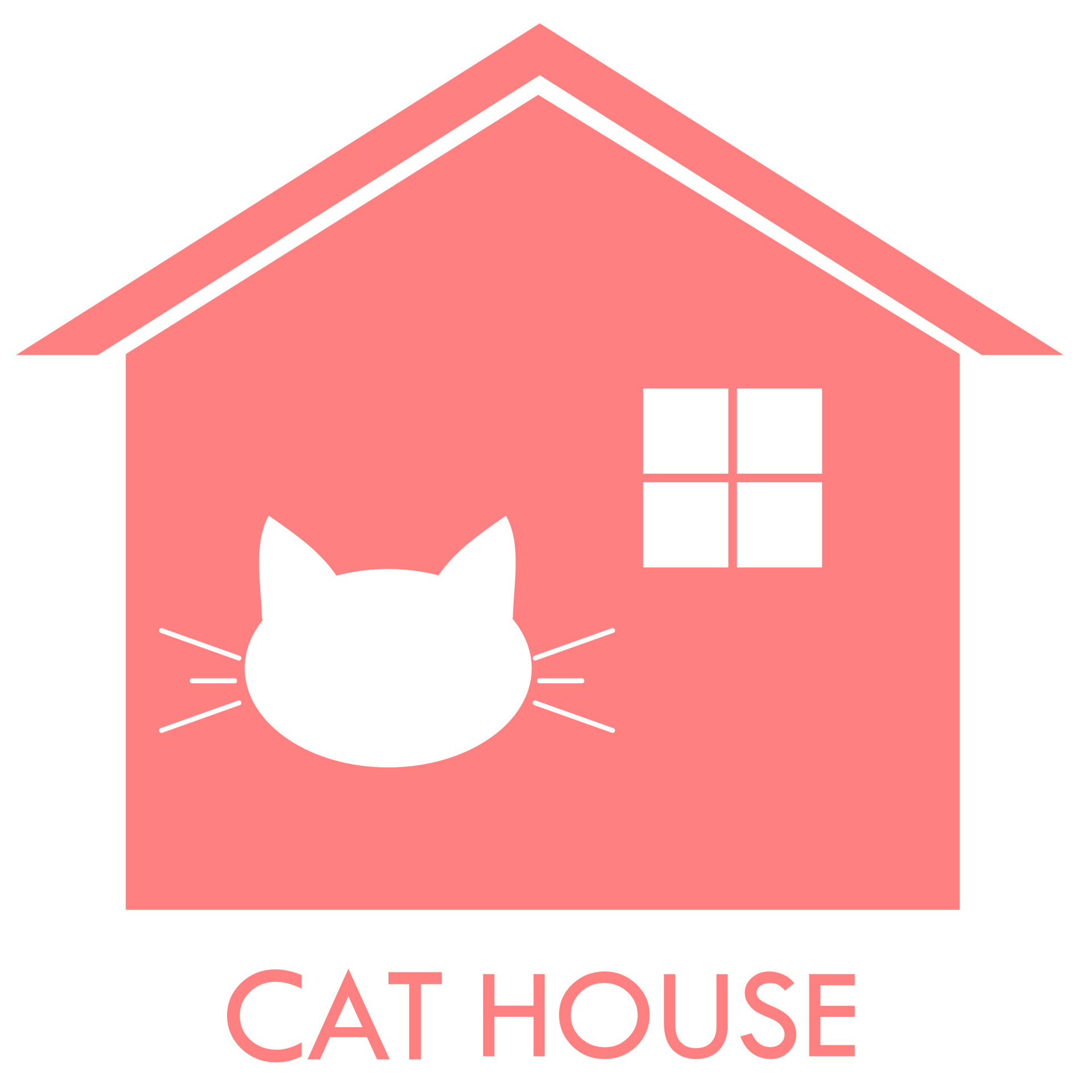 ilustración de la plantilla de diseño del logotipo de la casa del gato. hay gato y casa ...
