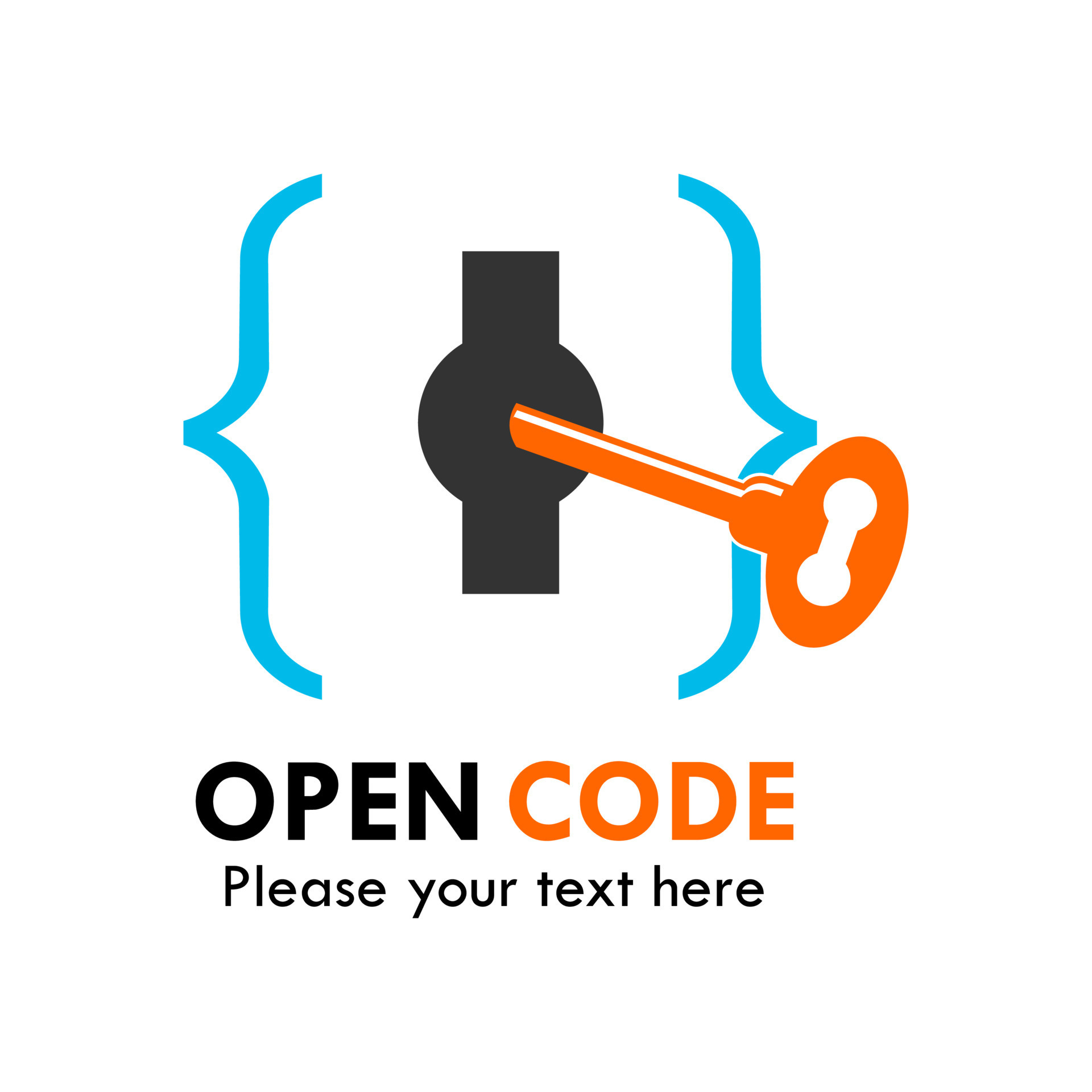 Open code logo design template illustration. there are key and symbol ...