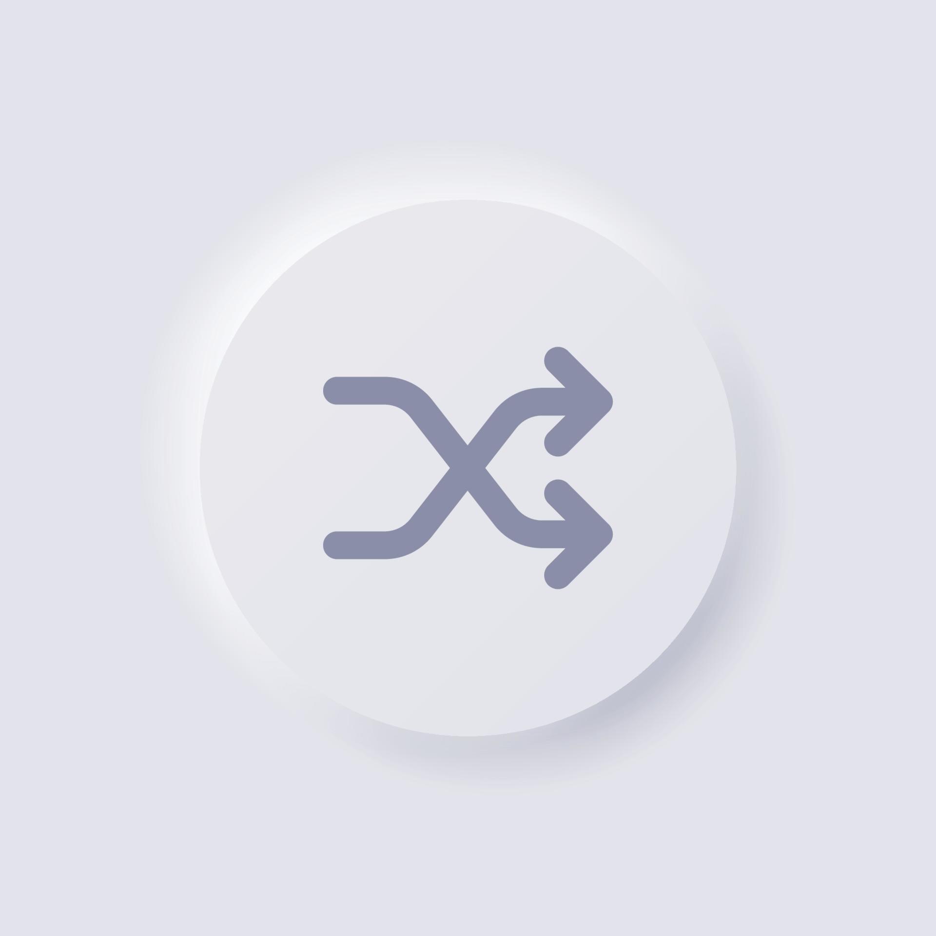 Shuffle button icon, White Neumorphism soft UI Design for Web design, Application UI and more ...